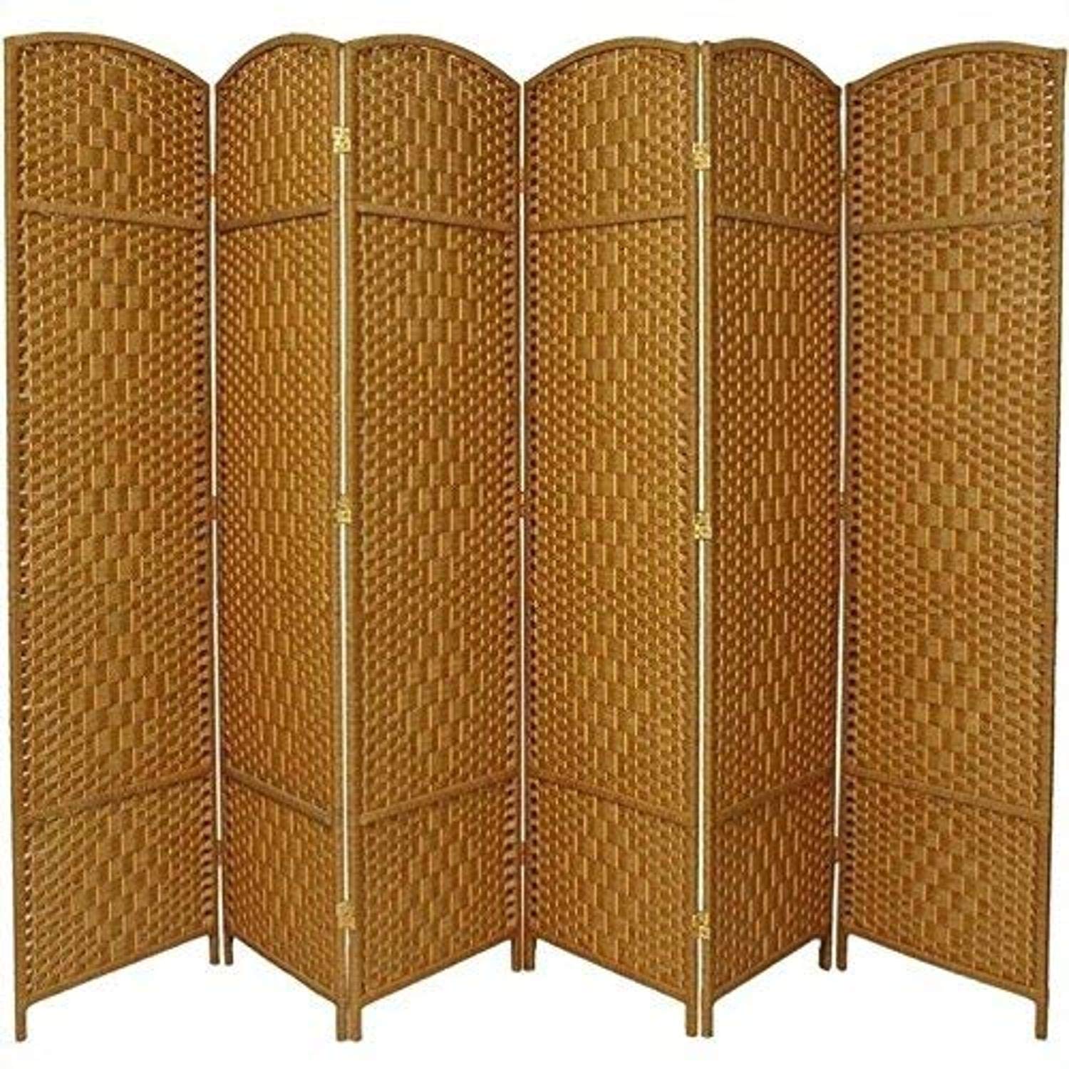 Oriental Furniture 7 ft. Tall Diamond Weave Room Divider - Light Beige ...