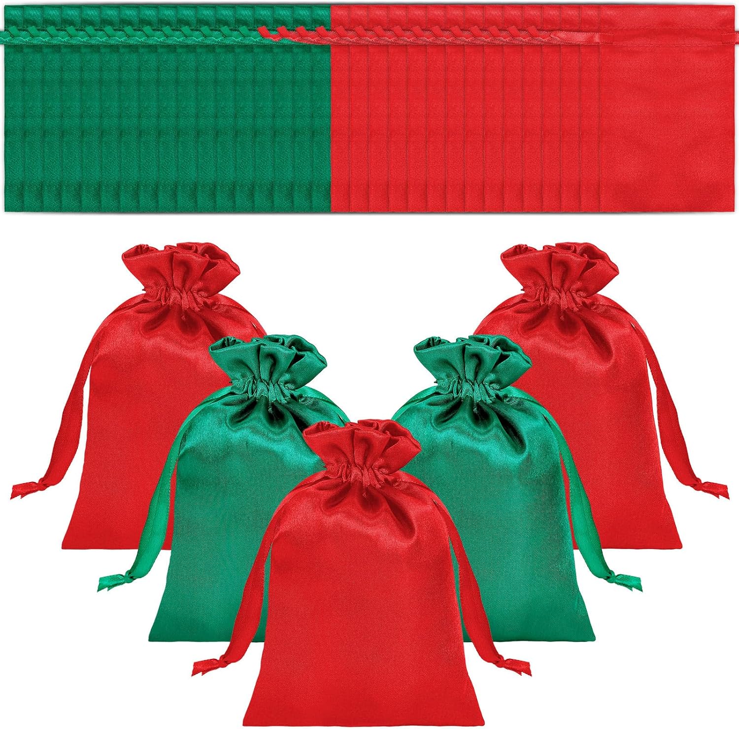 Amazon.com: Whaline Christmas Satin Gift Bag Drawstring Pouch Gift Bag ...