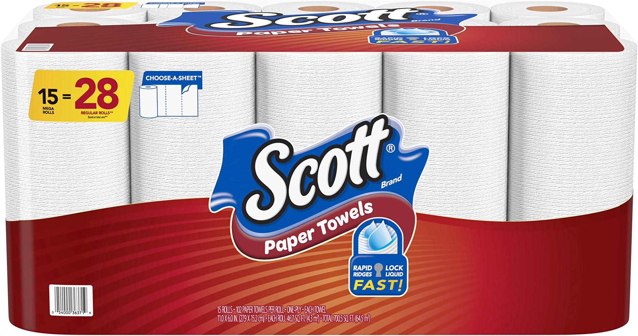 Amazon.com: Scott Paper Towels, Choose-A-Sheet - 6 Mega Rolls = 11 Regular Rolls (102 Sheets Per ...