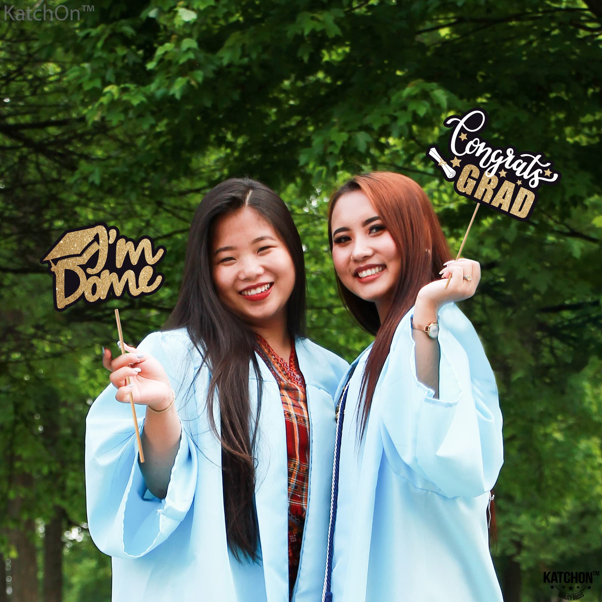 Buy 34 Pieces, Graduation Photo Booth Props 2022 - Gold Glitter Effect ...