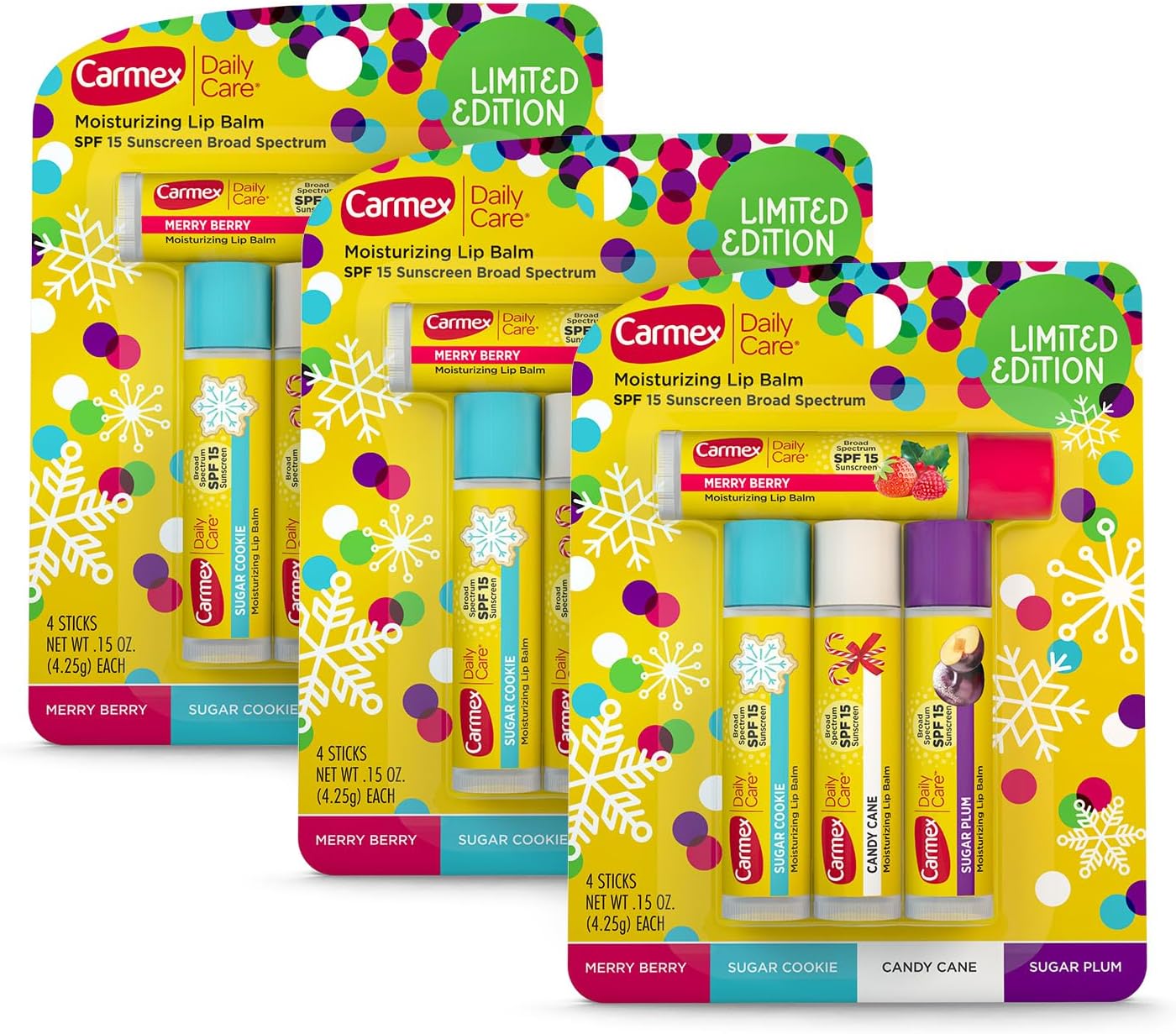 Amazon.com : Carmex Daily Care Moisturizing Lip Balm Sticks, SPF 15 ...