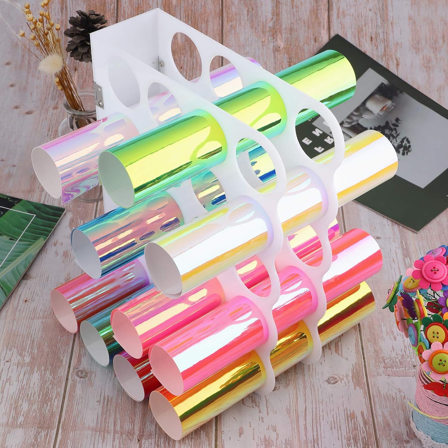 20-Holes Vinyl Storage Rack Acrylic Storage Rack Vinyl Roll Storage ...