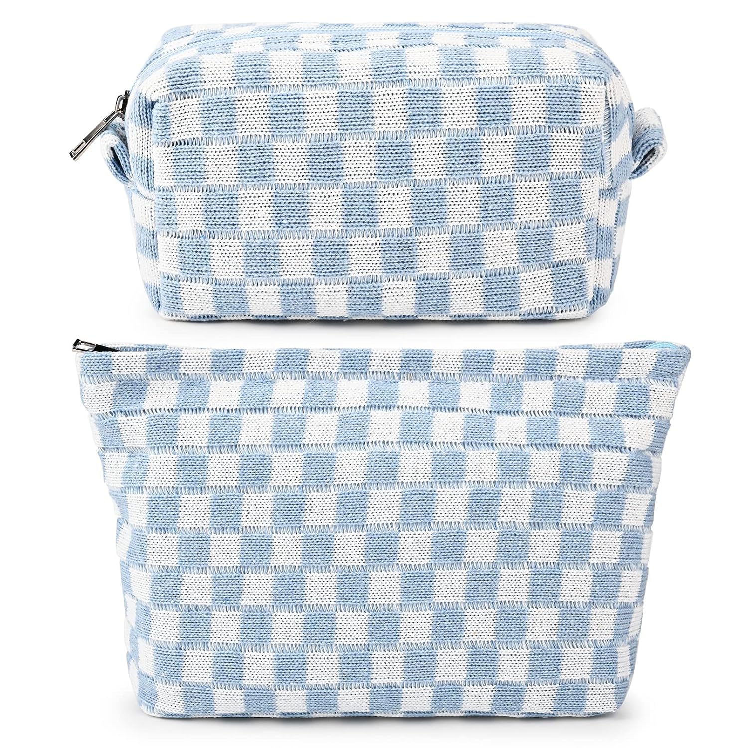 Amazon.com : SOIDRAM 2 Pieces Makeup Bag Large Checkered Cosmetic Bag ...