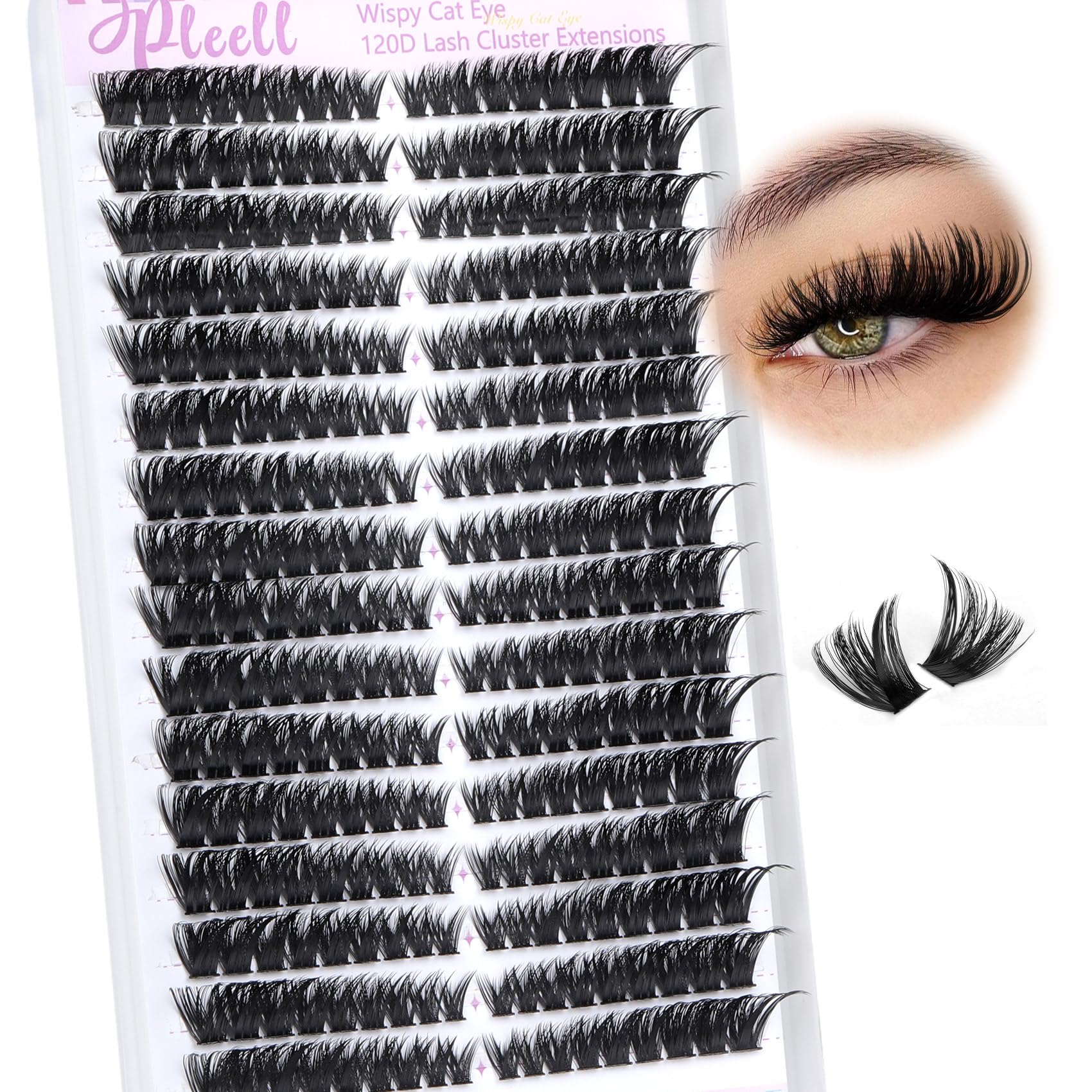 Amazon.com: Pleell Lash Clusters 120D Fluffy Individual Lashes Clusters ...