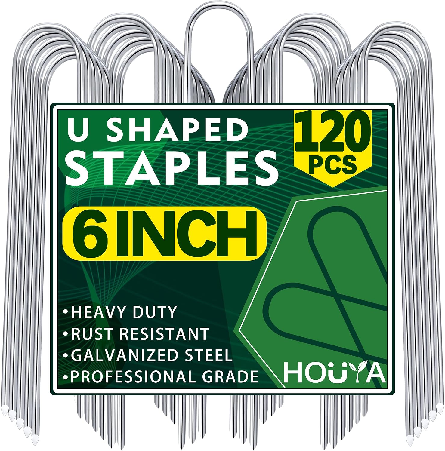Amazon.com : HOUYA U Shaped Garden Stakes 6 Inch 120 Pack Drip ...