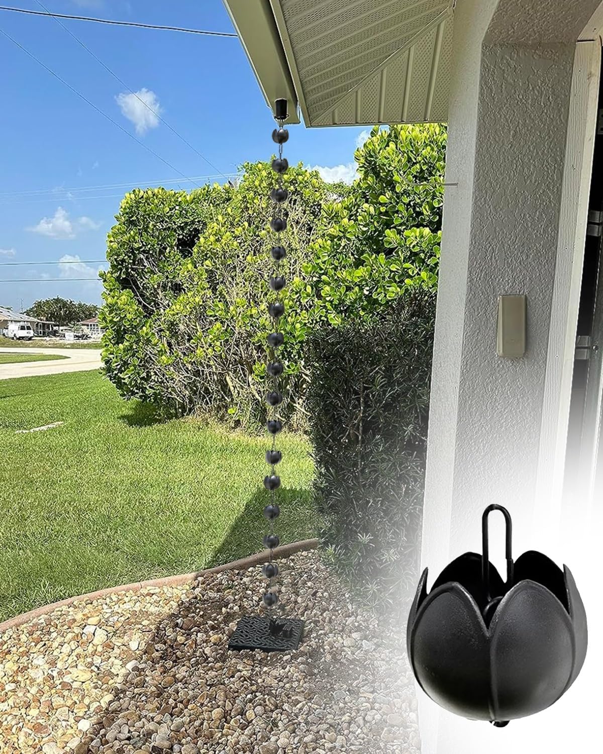 Amazon.com : Black Rain Catcher Chain with Hook, Aluminum Rain Chain ...