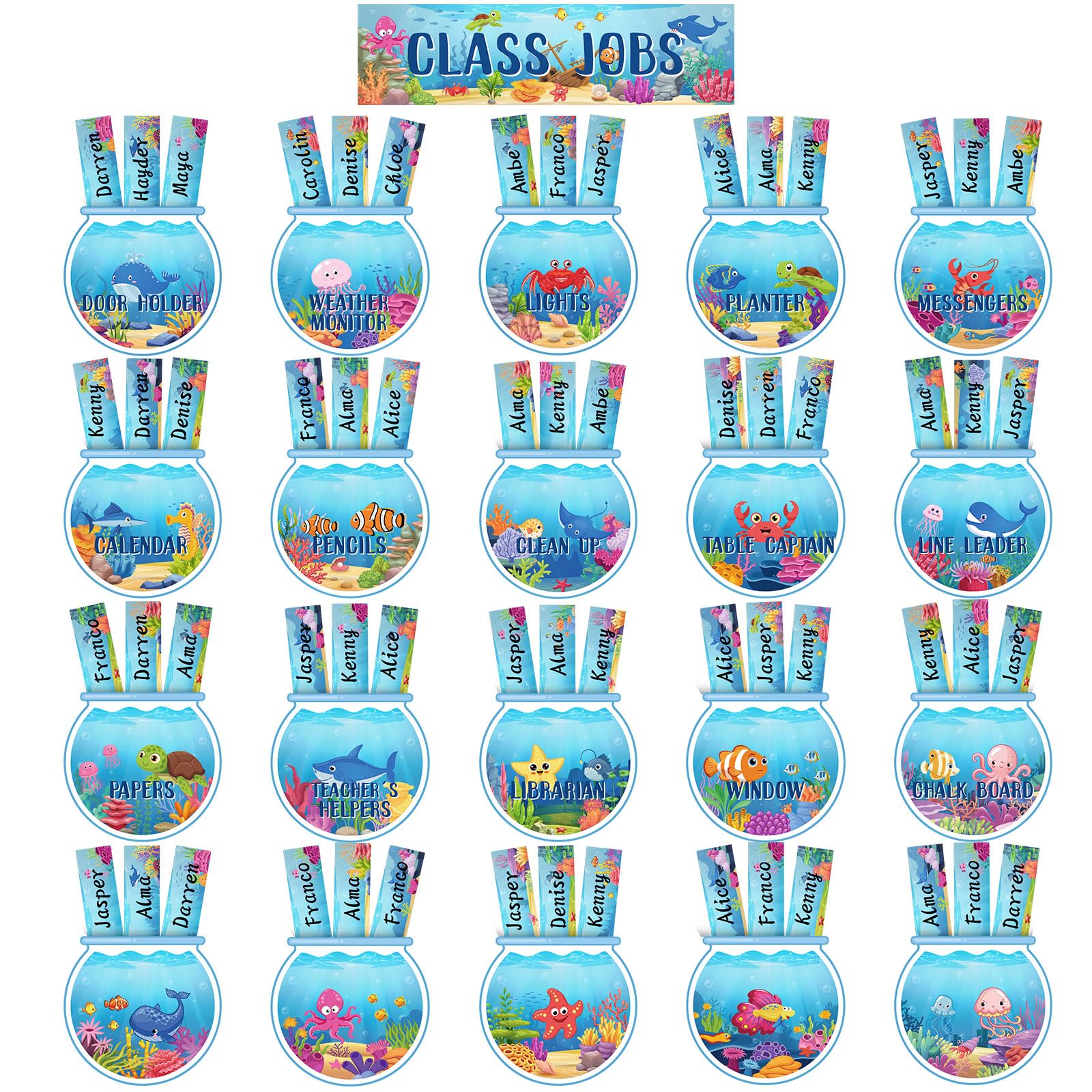 Snapklik.com : Pasimy 81 Pcs Sea Animals Class Jobs Chart Summer Ocean ...
