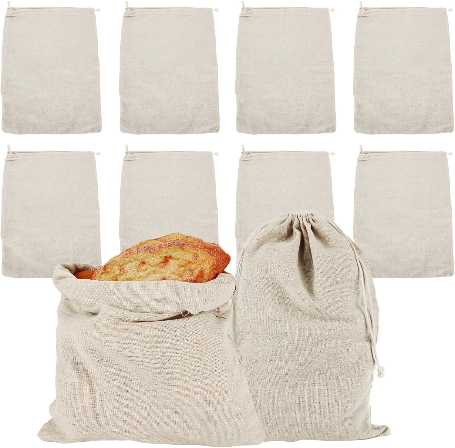 Amazon.com: WOPPLXY 10 Pcs Linen Bread Bags for Homemade Bread ...