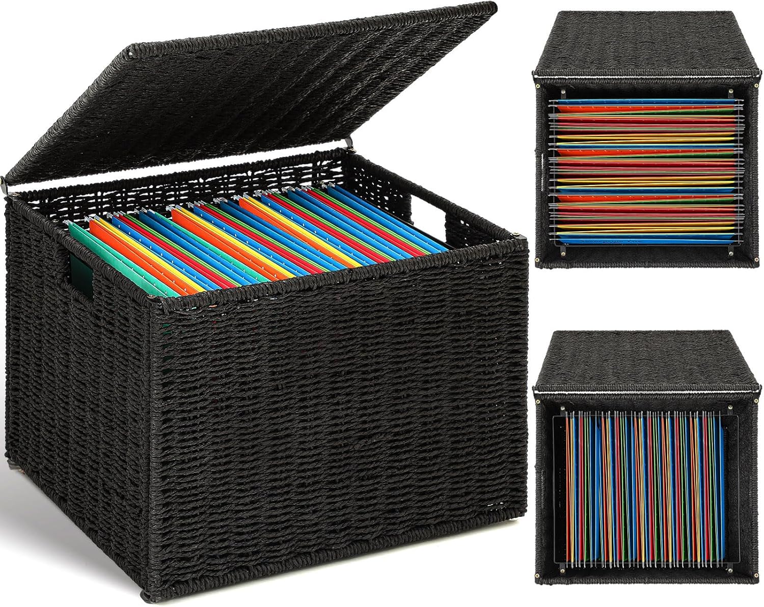 Amazon.com : Extra Large Decorative File Box 17.7×15.7×12.6in Seagrass ...