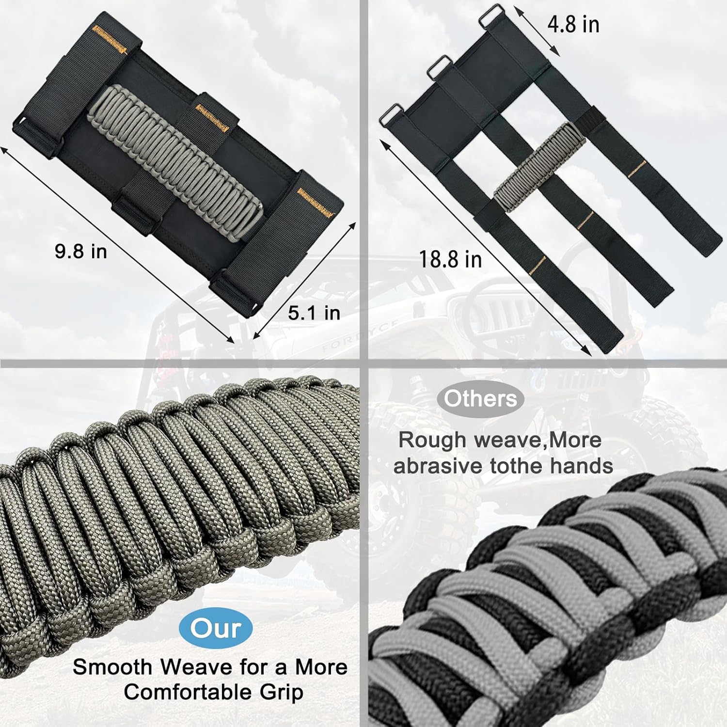 KKIKK Asas de agarre para Jeep, paquete de 2 manijas de agarre para JK ...