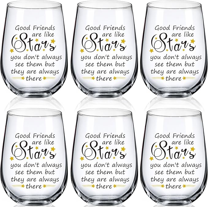 Amazon.com | Uiifan 6 Pack 15 oz Friendship Wine Glasses Friend ...