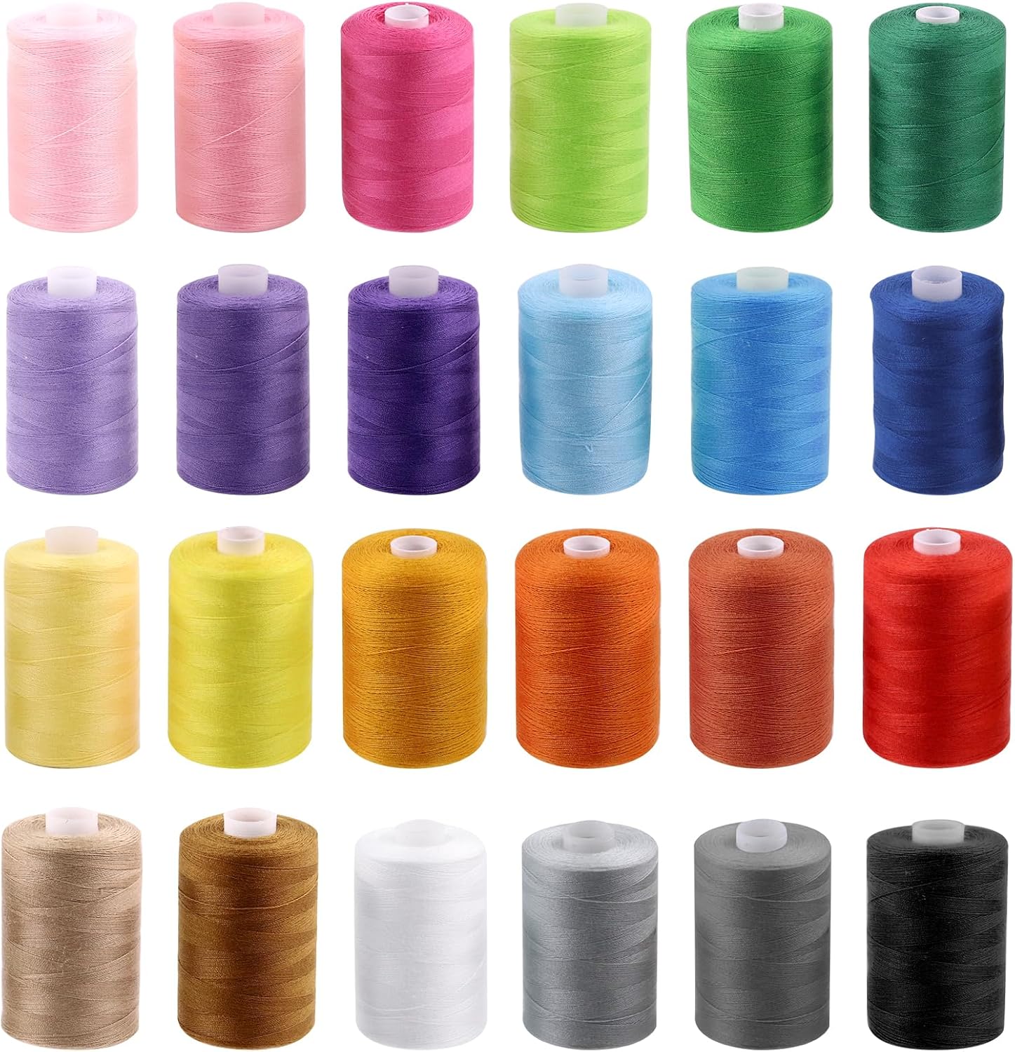 Tanstic 24Pcs Sewing Thread, 24 Colors Polyester Thread, 1093 Yards ...