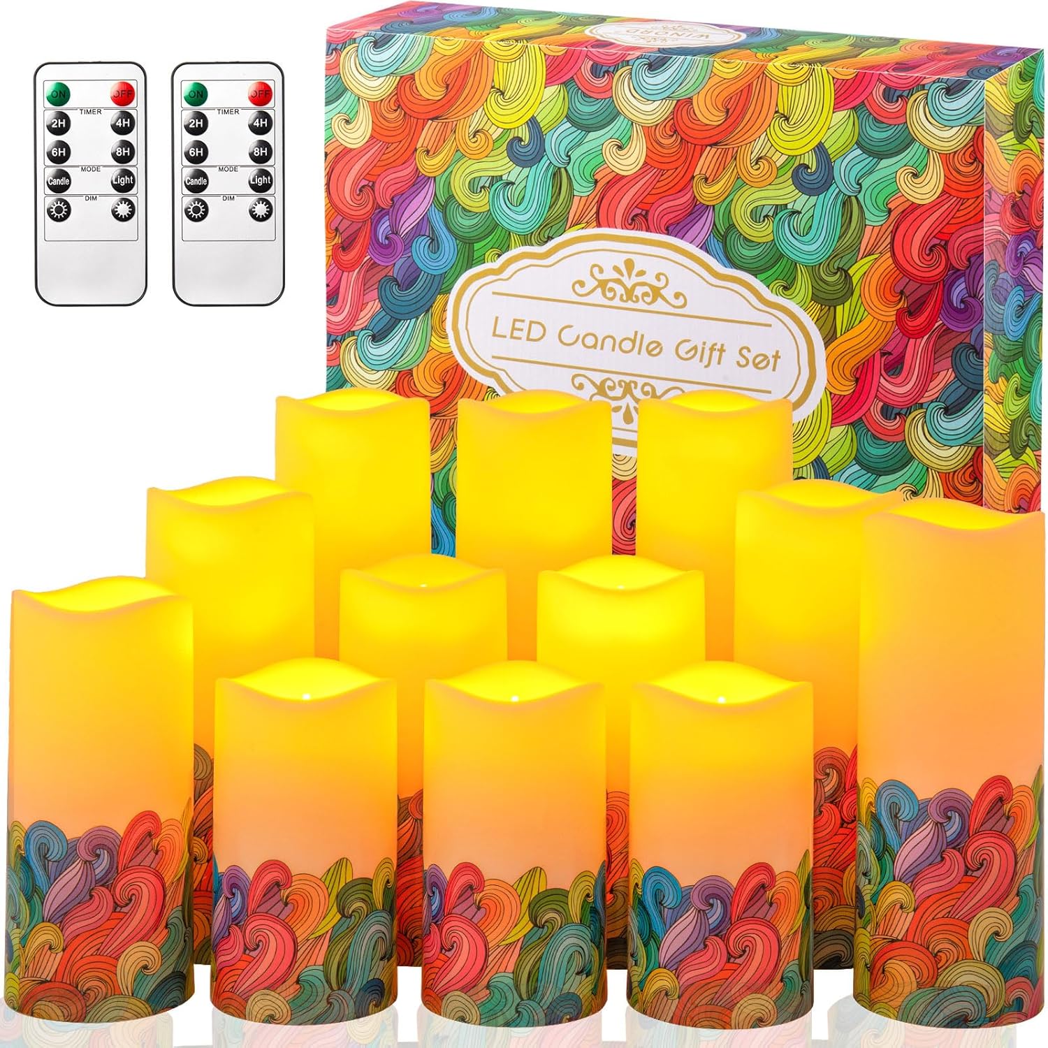 WINORD Battery Operated Candles,12-Pack LED Flameless Candles with ...
