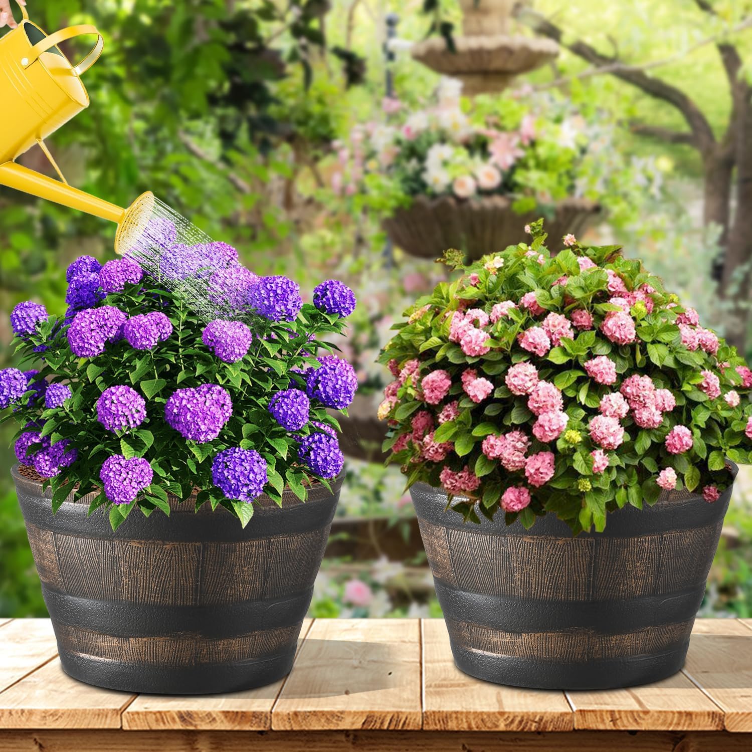 Whiskey Barrel Tiered Planter Southern Patio Whiskey Barrel Planter