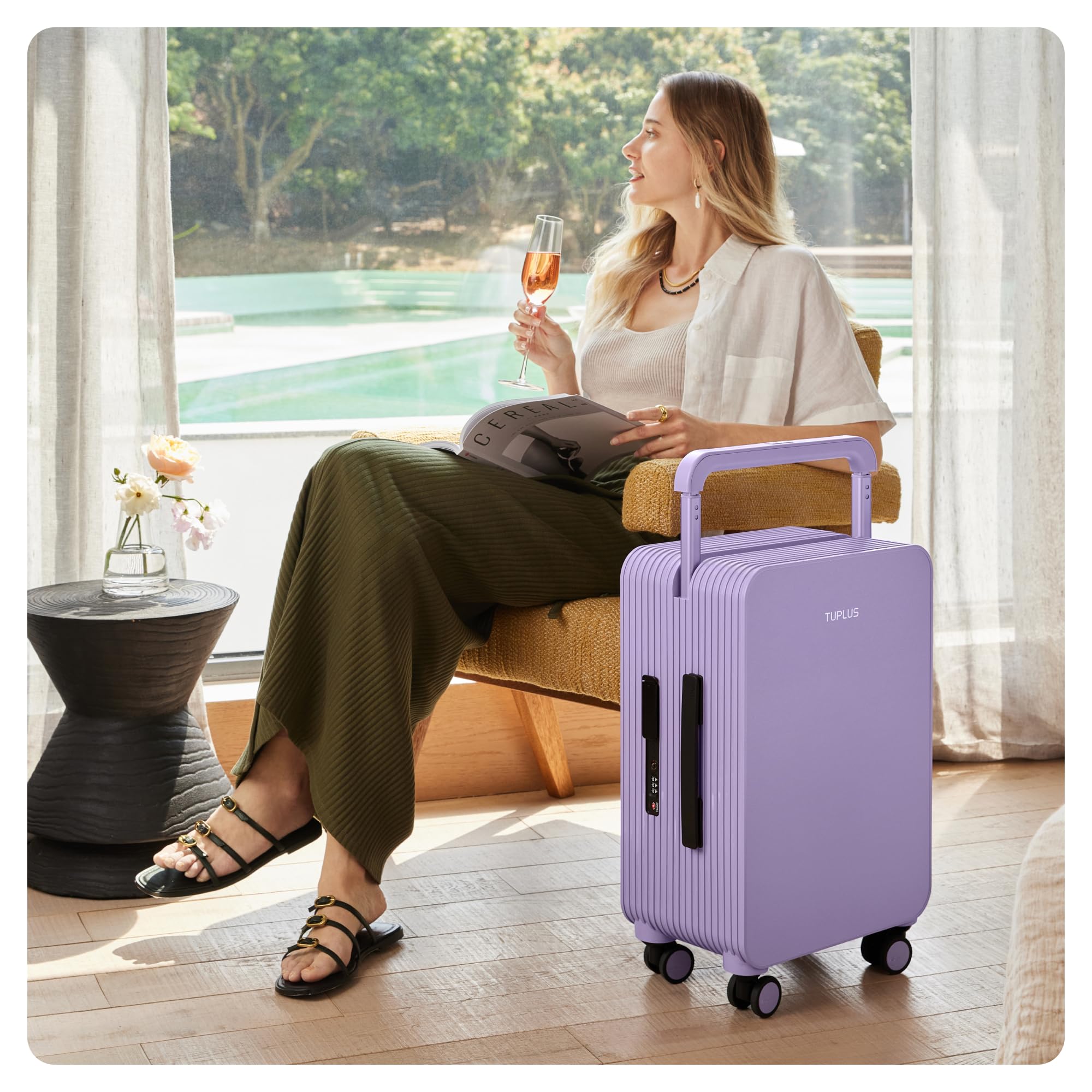 TUPLUS Suitcase ABS Hard Shell Luggage with 4 Spinner Wheels Hold Check ...