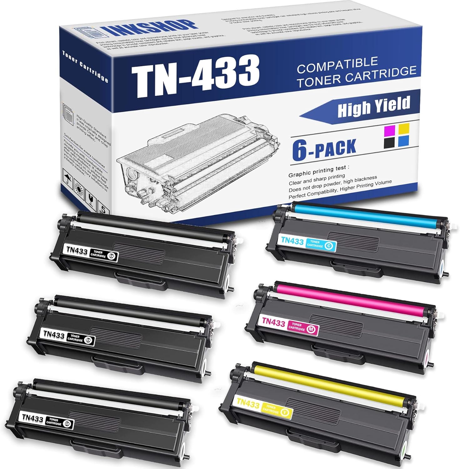 Amazon.com: TN433 Compatible TN-433BK TN-433C TN-433Y TN-433M High ...