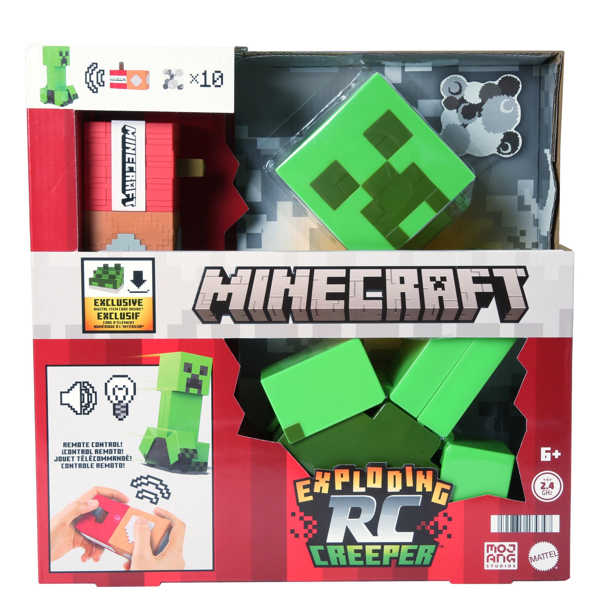 Amazon | Mattel Minecraft 爆発RCクリーパー ライト&サウンド付き 爆発粒子10粒子 ゲーム純正ムーブメント DLCコード | ラジコン・ドローン 通販