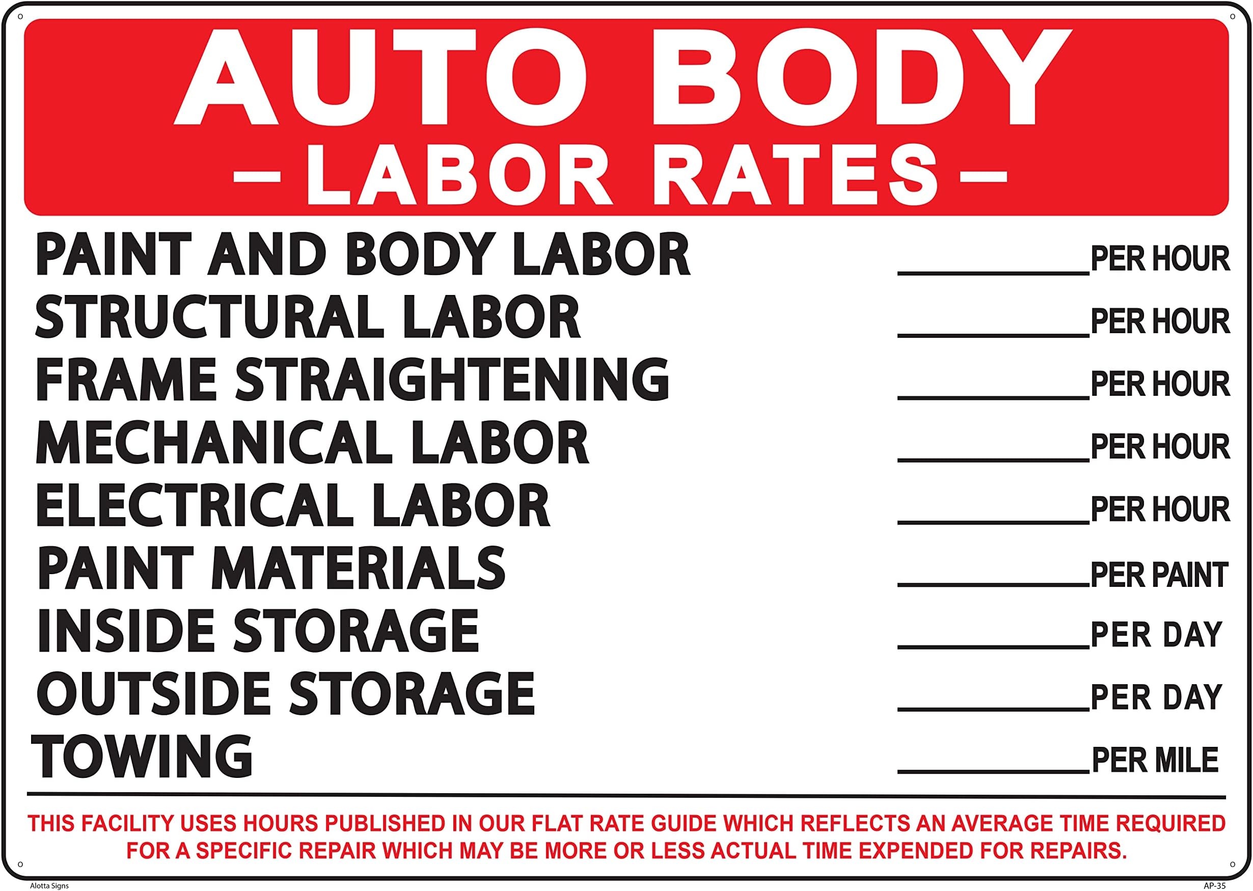 Amazon.com : CUSTOMER LABOR CHARGES 18x24 Heavy Duty Plastic Sign ...
