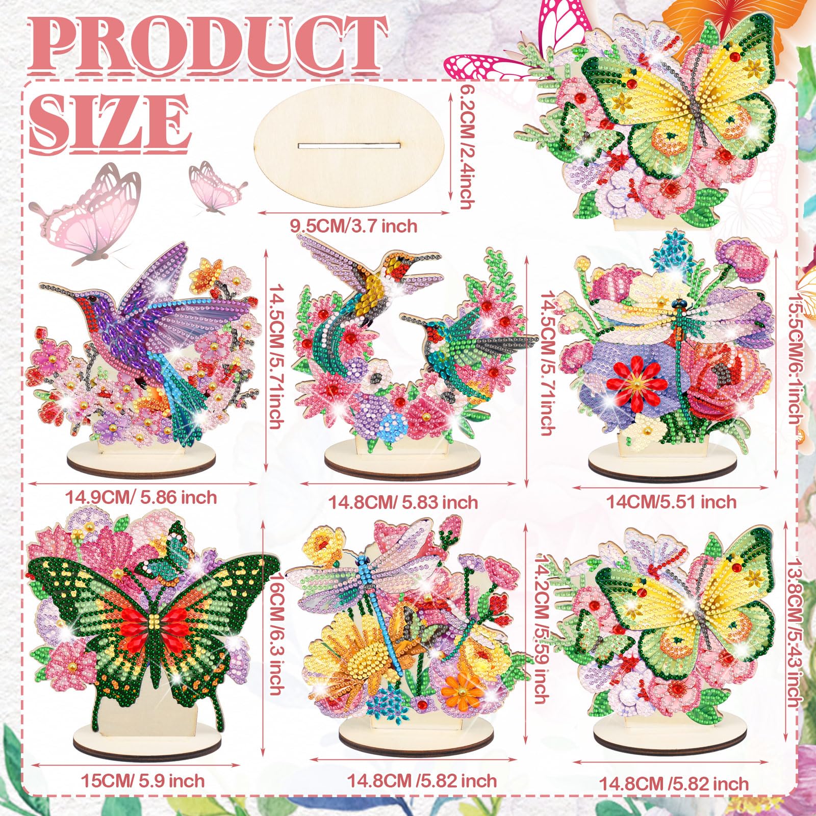 Snapklik.com : 6 Pcs Butterfly Diamond Art Tabletop Decorations ...