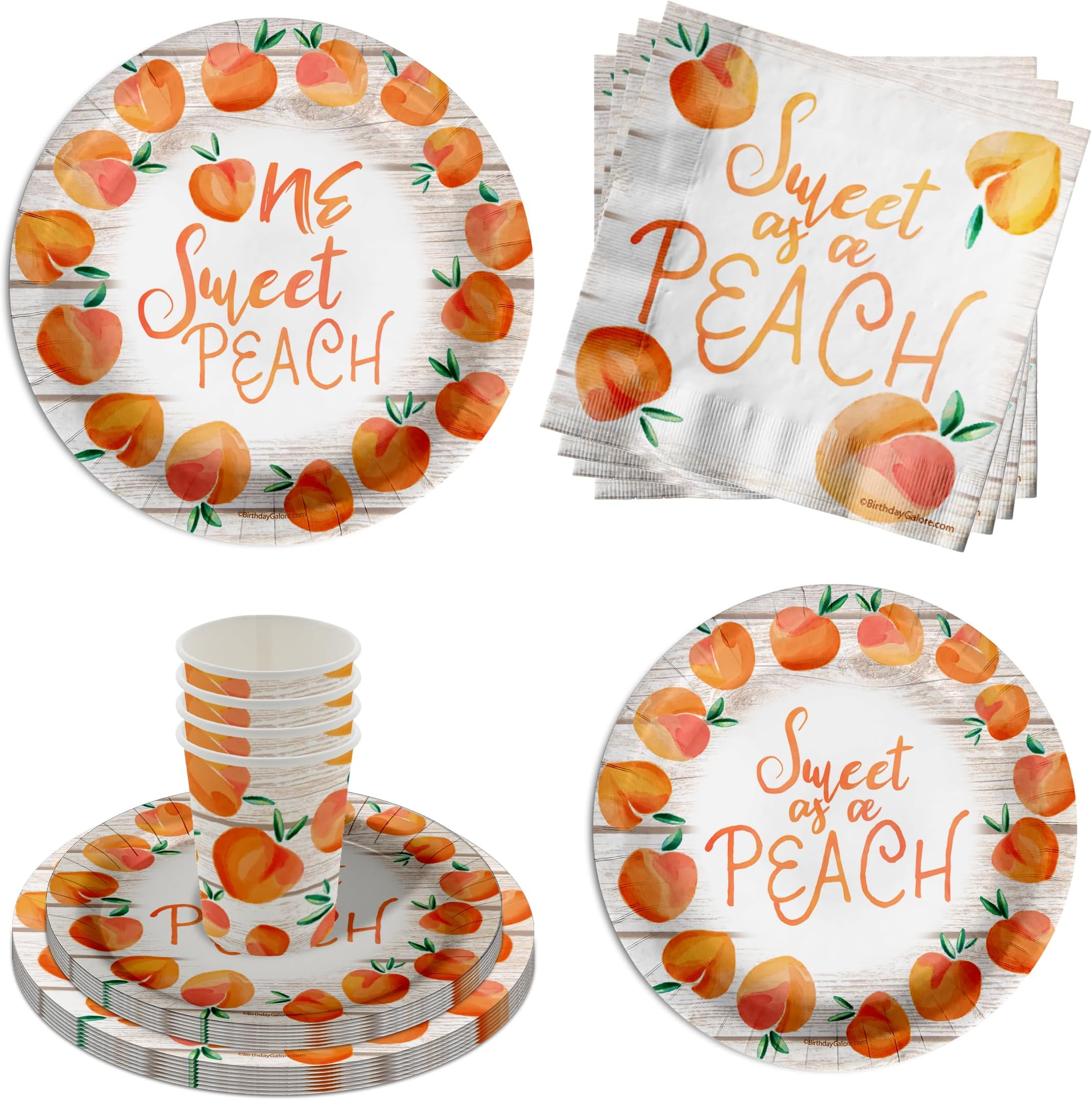Amazon.com: Gift Boutique 96 Pcs Peach Fruit Party Supplies Tableware ...