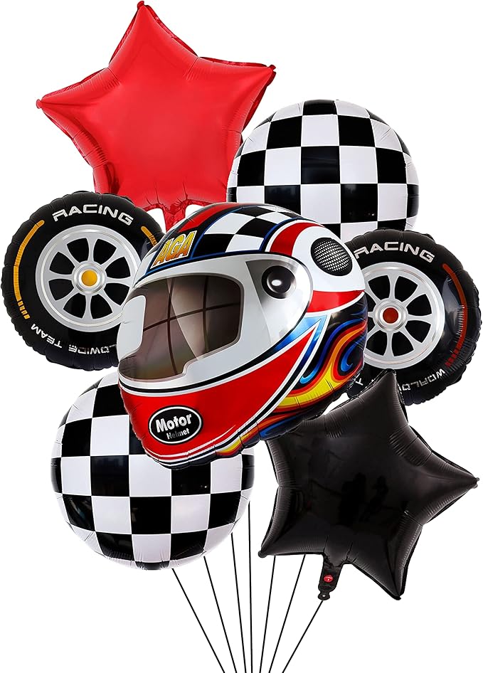 Amazon.com: Race Car Balloons Helmet Balloons Tire Balloons Black and ...
