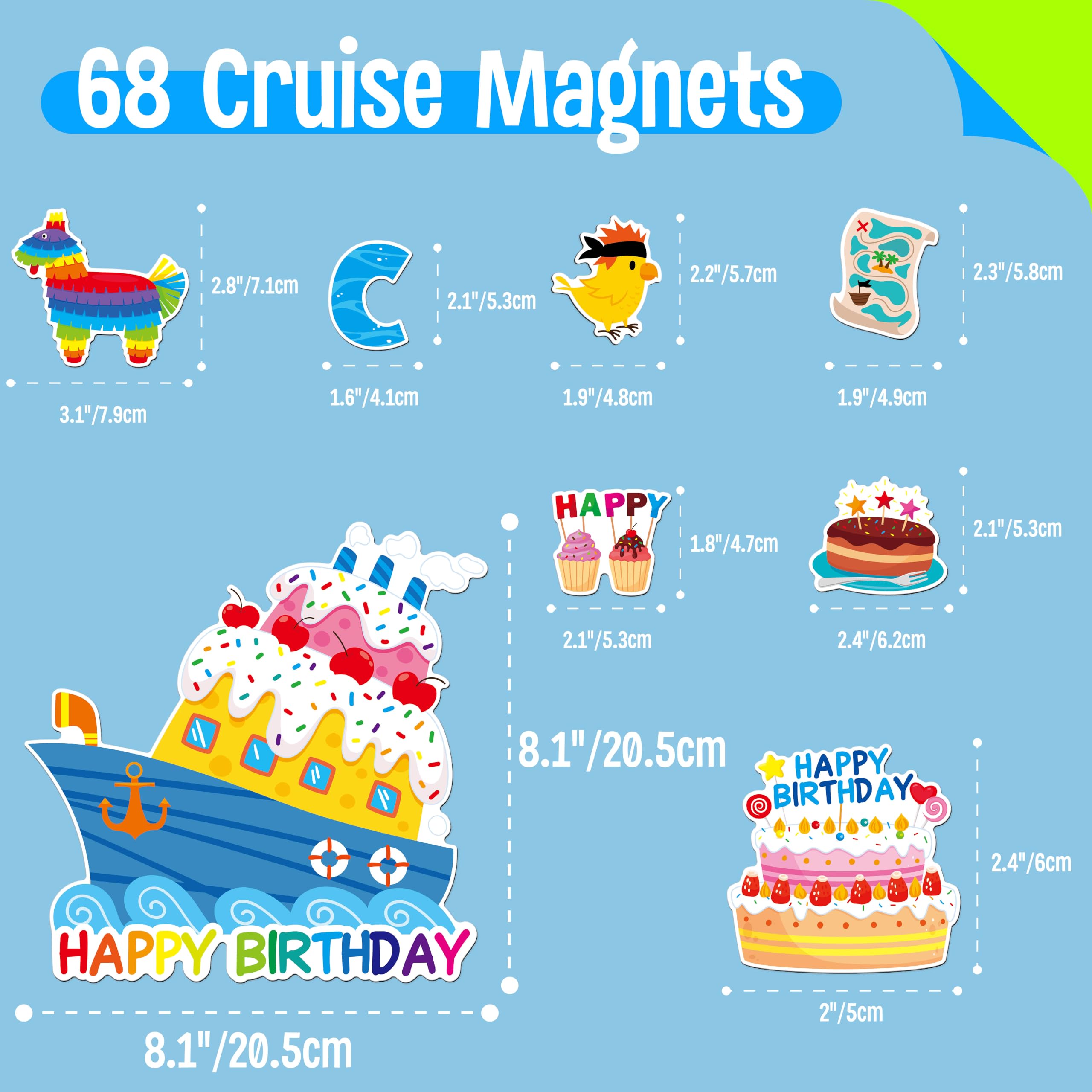 Snapklik.com : 68PCS Birthday Cruise Door Magnets, Large Funny Cruises ...