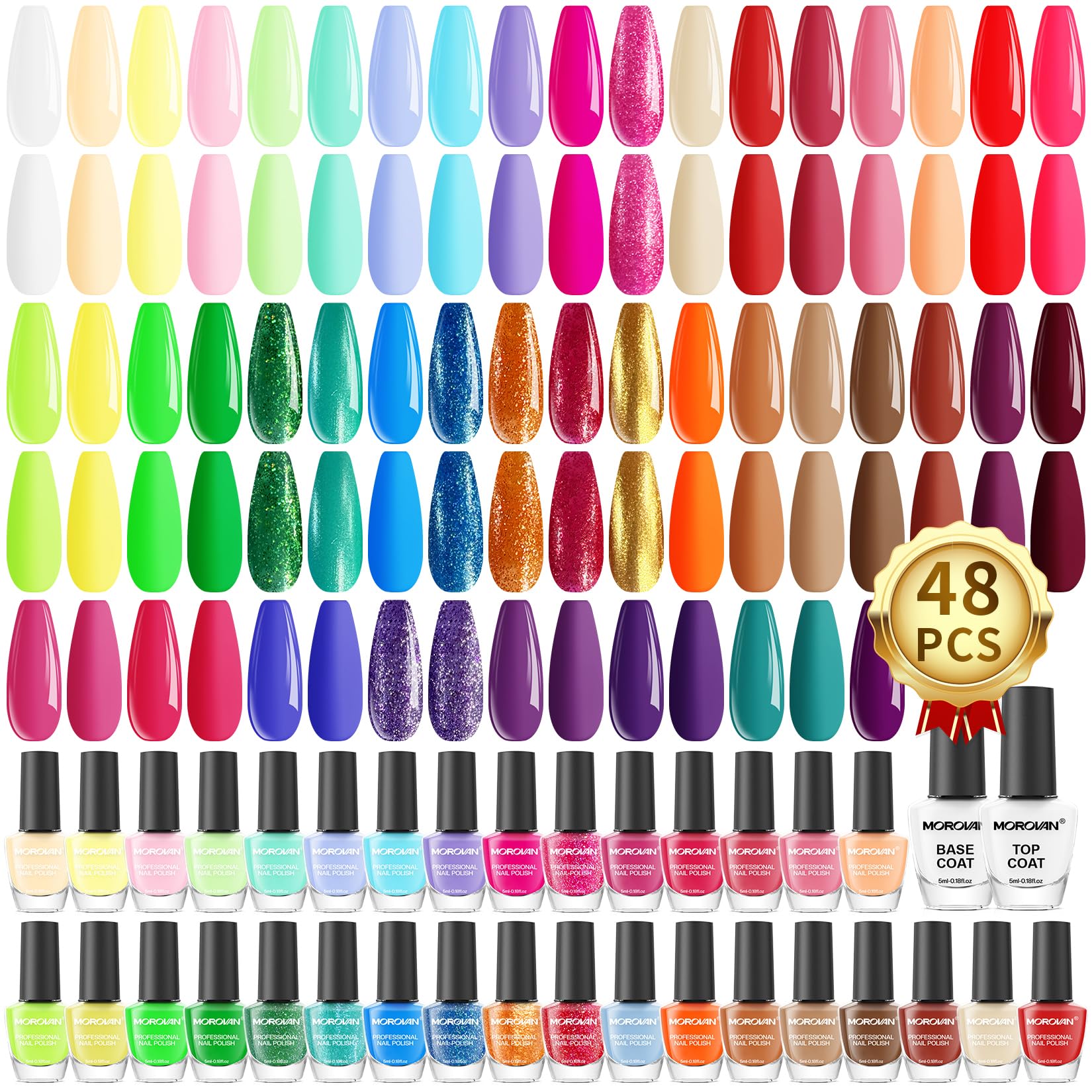 Amazon.com : Morovan Nail Polish Set Fingernail: 48PC Air Quick Dry ...