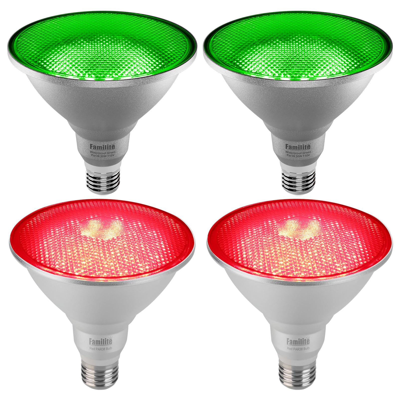 Familite Par38 LED Flood Light Bulbs, 2 Red+2 Green, Customized Red ...
