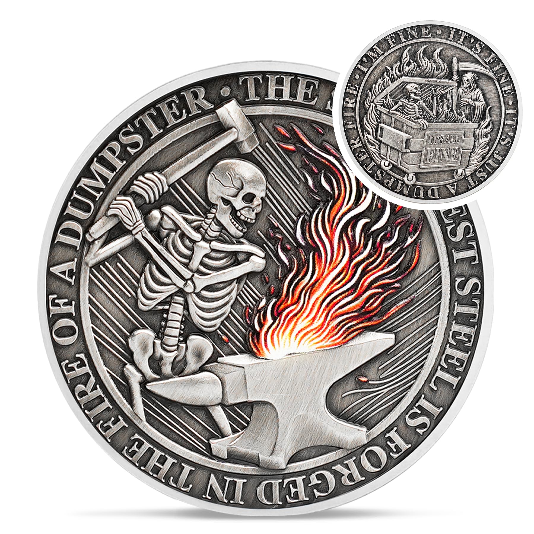 Amazon.com : Skull Dumpster Fire Challenge Coin - The Strongest Steel ...