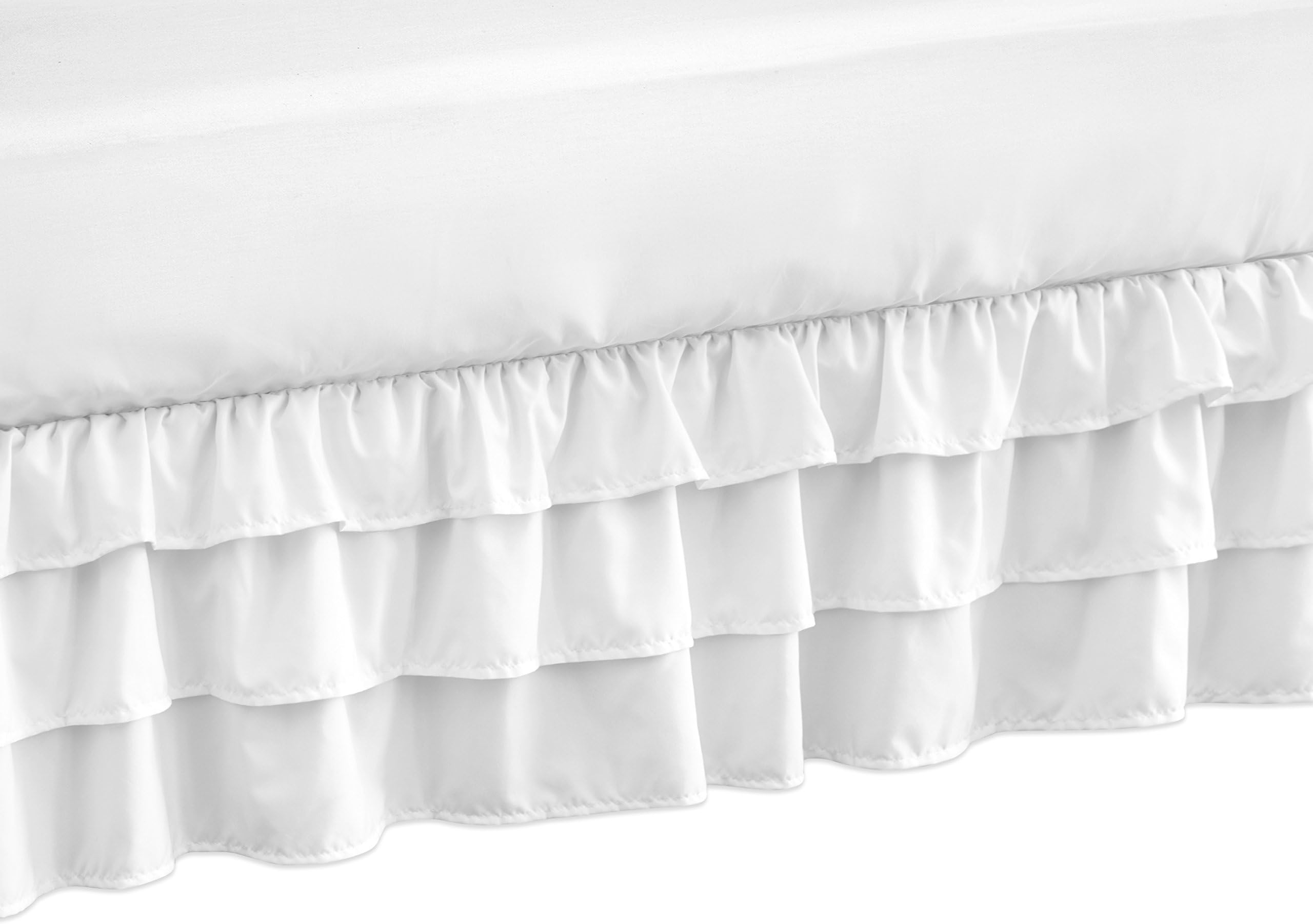 Amazon.com : Solid Color White Shabby Chic Girl Ruffled Crib Bed Skirt ...