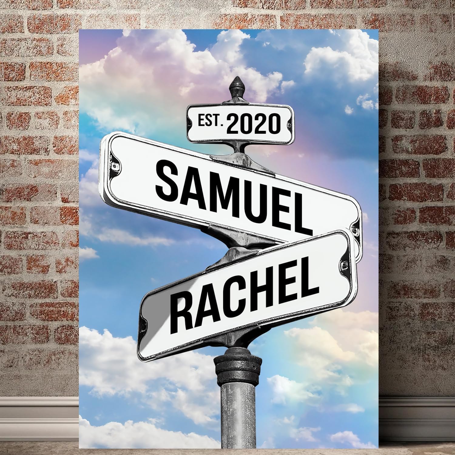 Amazon.com : Personalized Crossroad Sign Couple's Name & Date on Canvas ...
