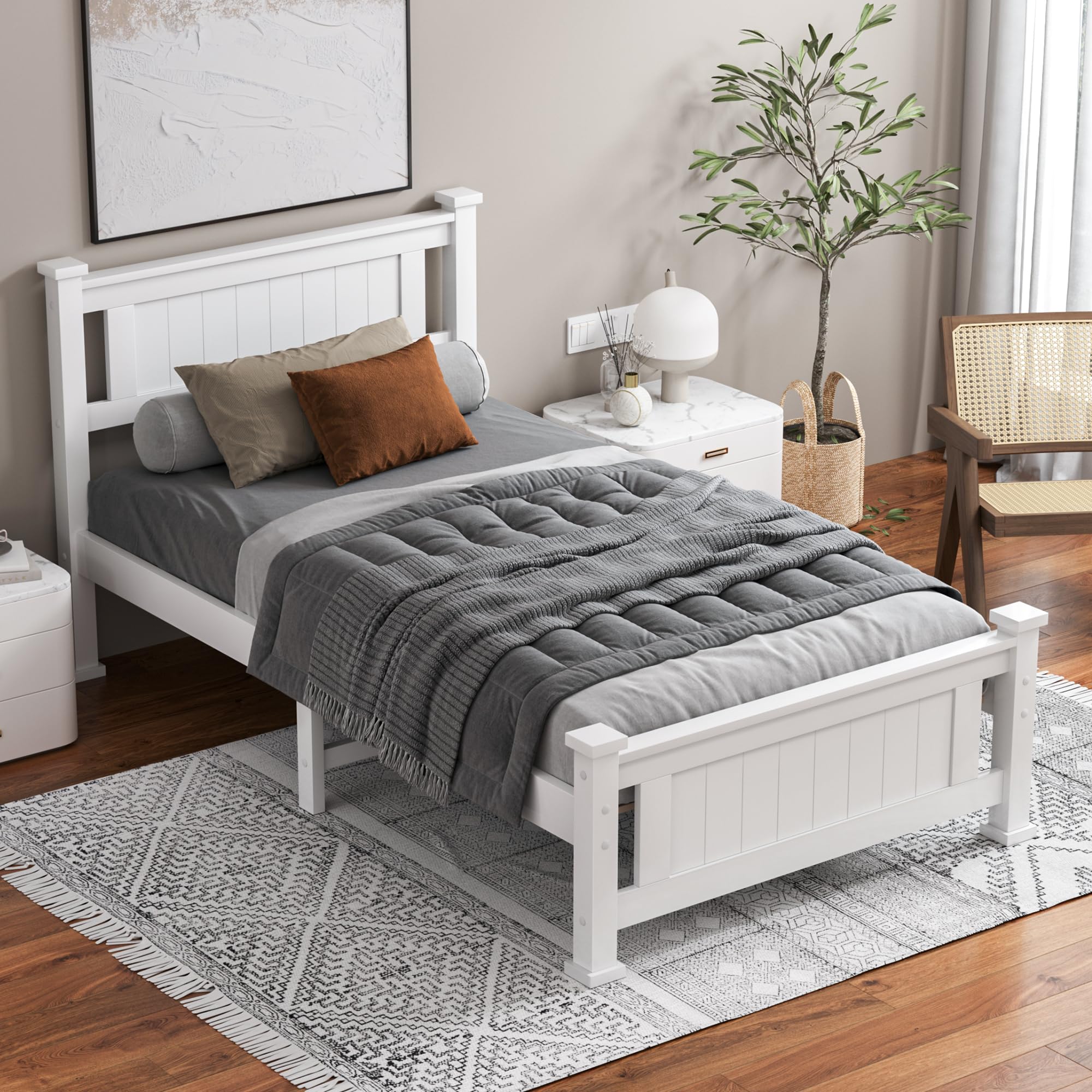 ALFORDSON King Single Bed Frame Wooden Bed Base with Solid Wood Pine ...