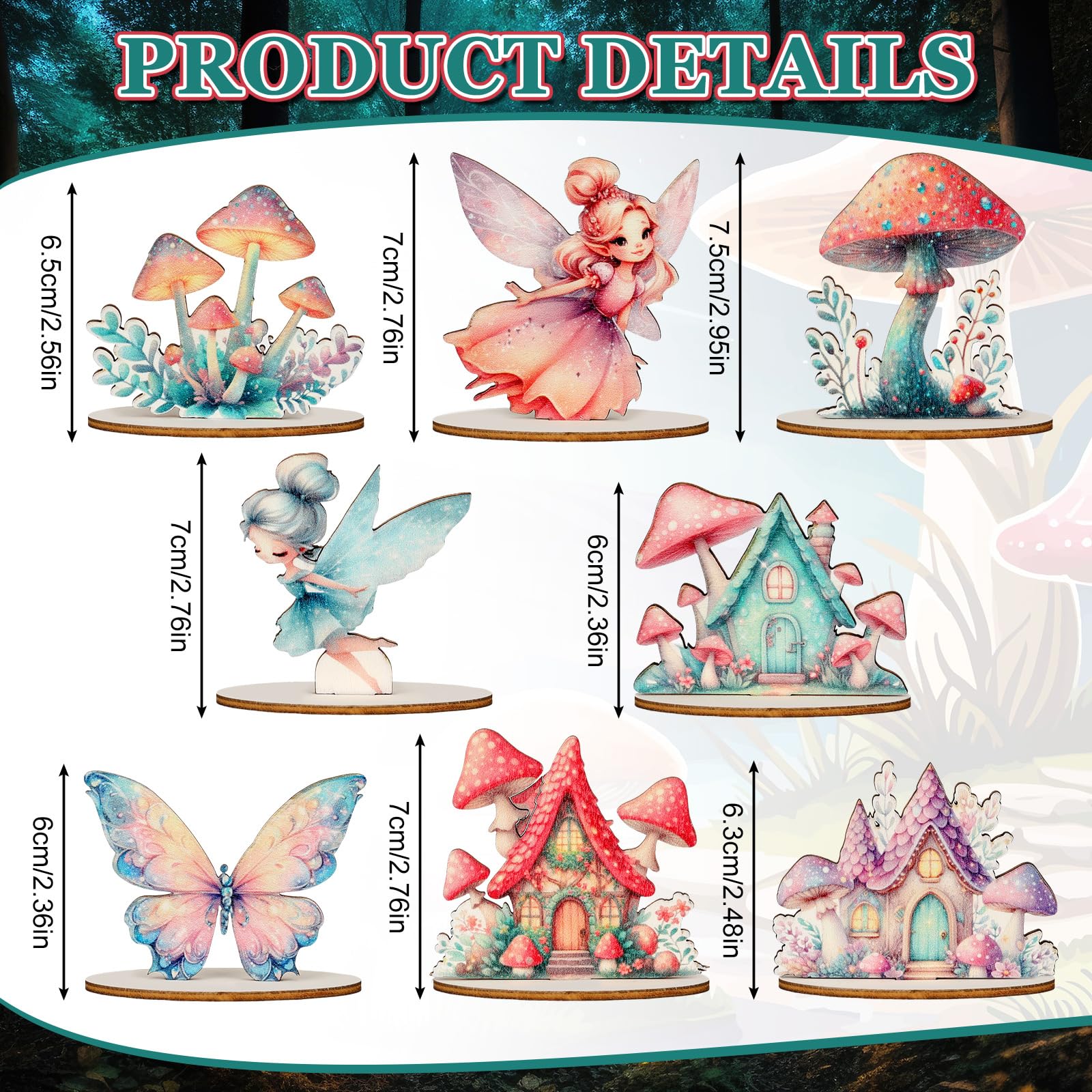 Snapklik.com : 16 Pcs Fairy Party Decorations Wooden Fairies ...