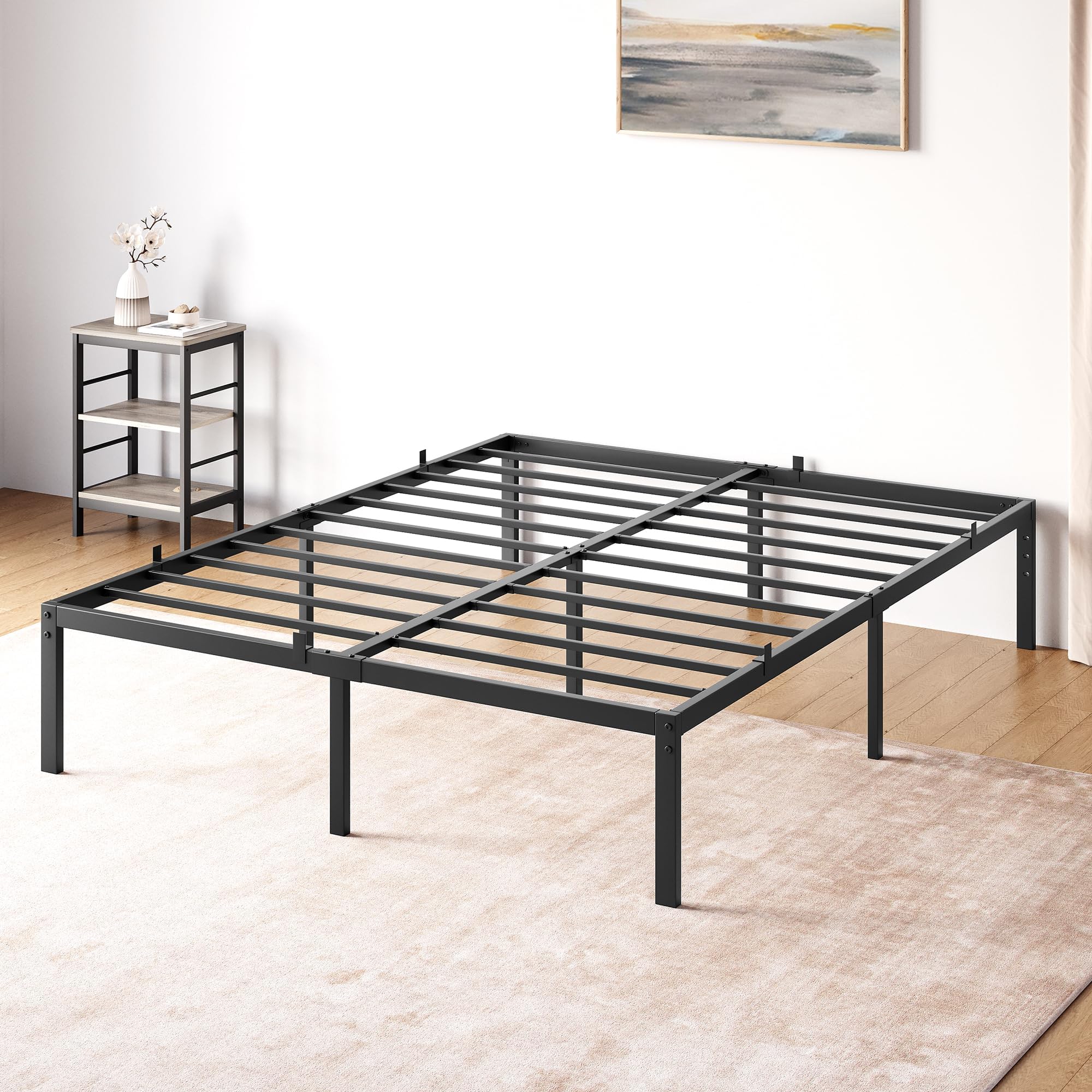 Amazon.com: IDEALHOUSE 14 Inch Full Bed Frame with Storage,Metal ...