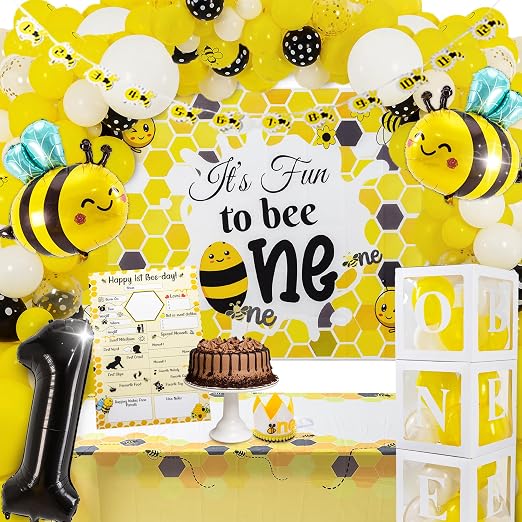 Amazon.com: BIMASO IT'S FUN TO BEE ONE First Birthday Decorations – 300 ...