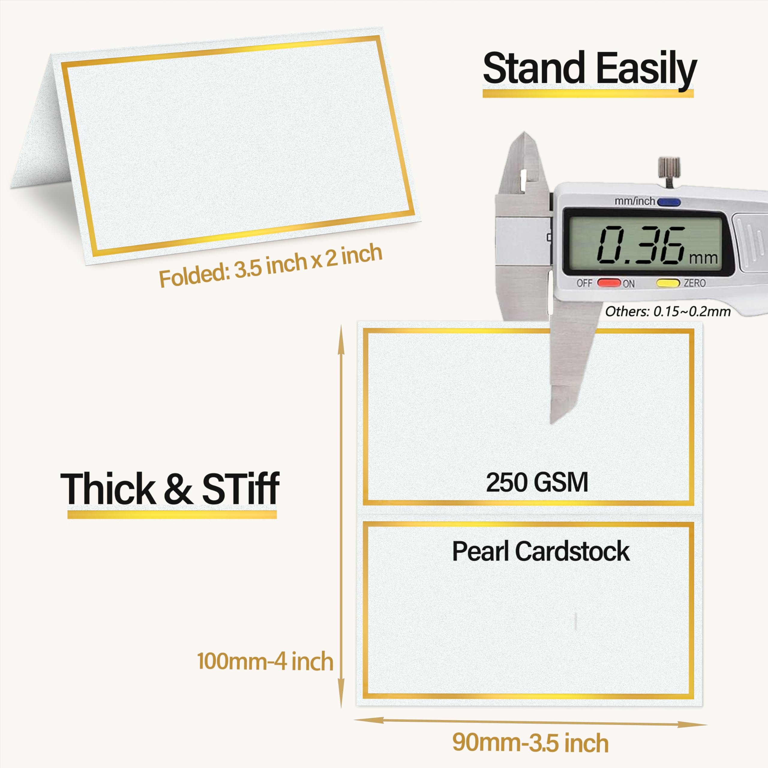 Snapklik.com : AVERZELLA 100 Pack Metallic Table Cards Place Cards Name ...