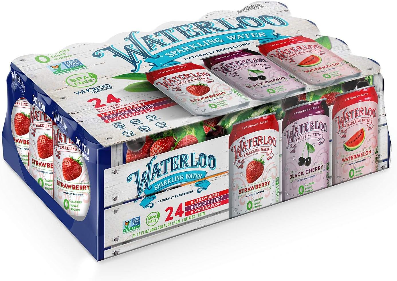 Amazon.com: Waterloo's Sparkling Water Variety Pack, 12 fl. oz., 24 Pack : Grocery & Gourmet Food