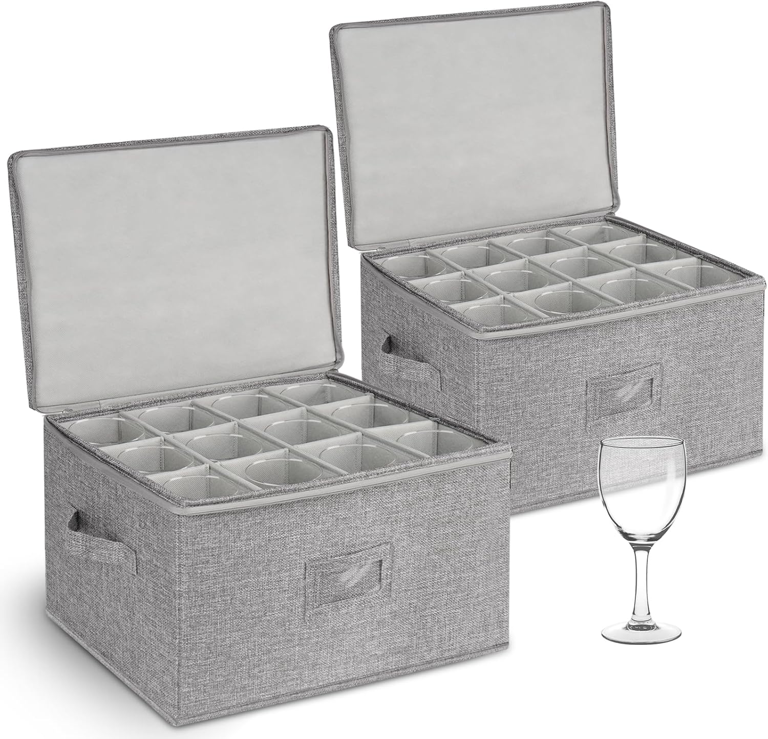 Amazon.com: punemi Wine Glass Storage Box, Glassware Storage Containers ...