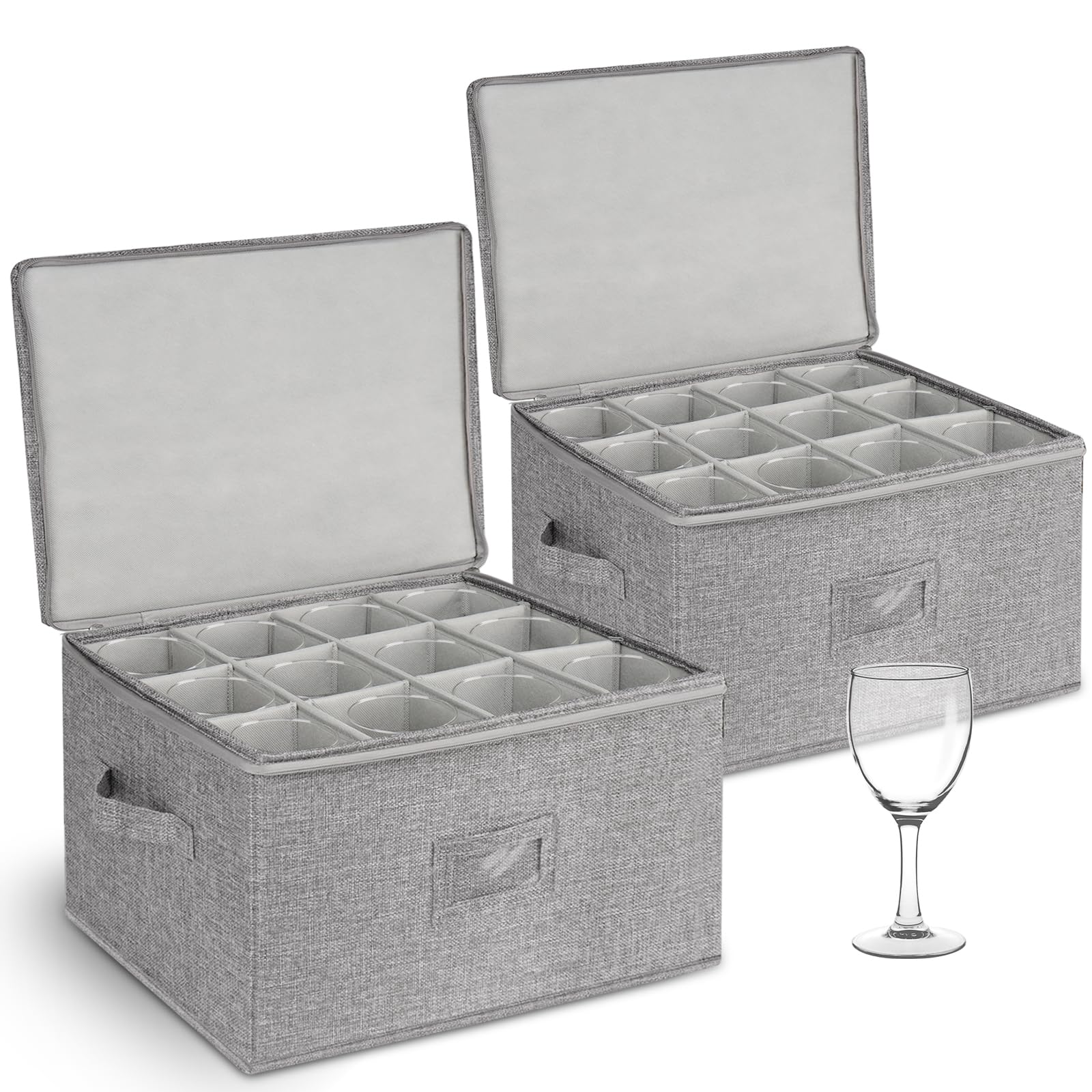 Amazon.com: punemi Wine Glass Storage Box, Glassware Storage Containers ...