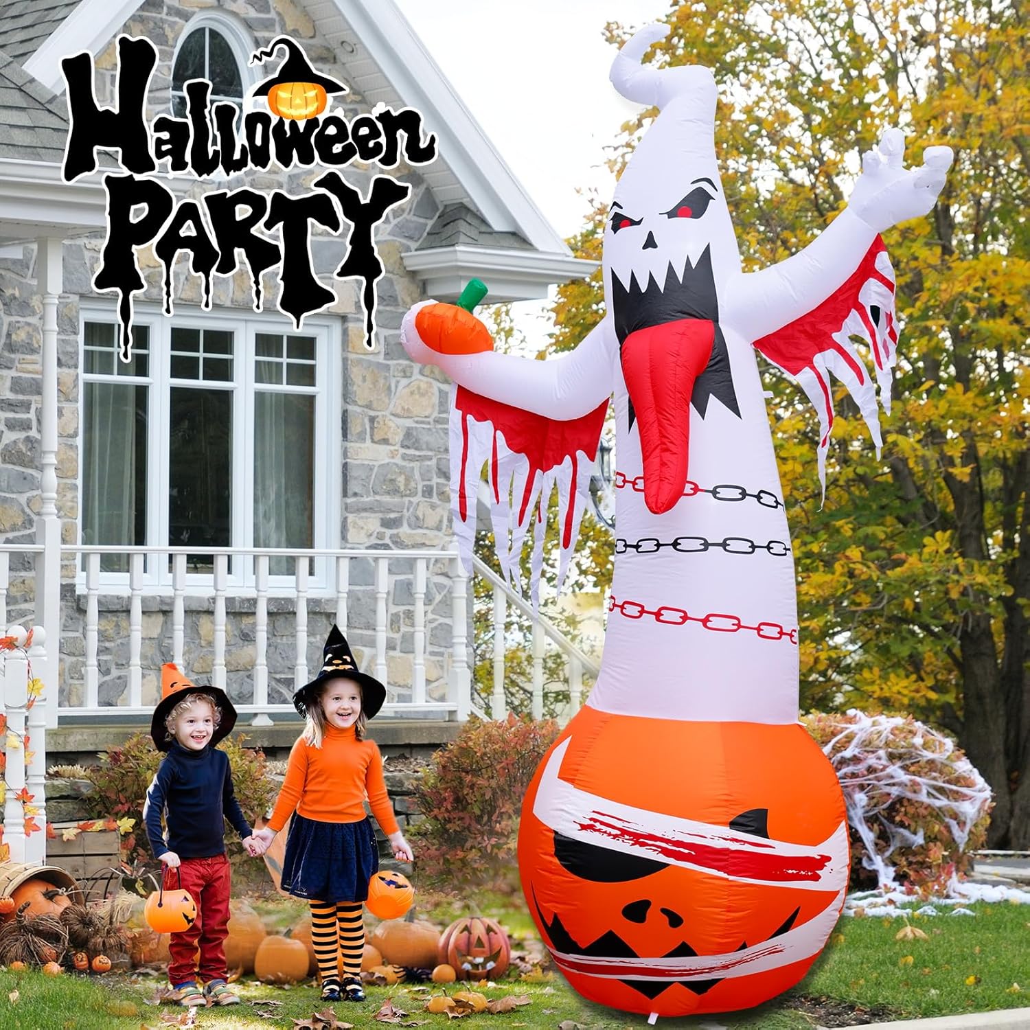 Amazon.com: (3D Tongue Design) 10FT Giant Halloween Inflatables Ghost ...