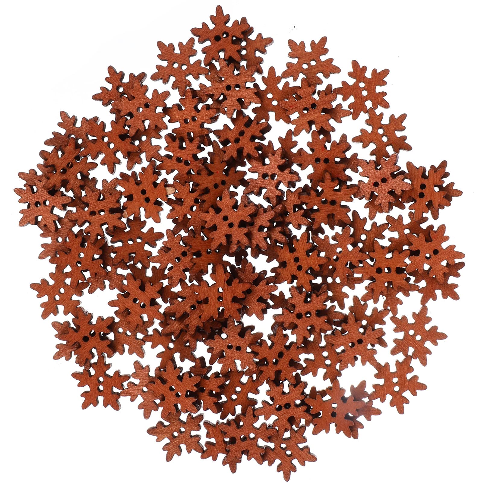 Amazon.com: Milisten 100pcs Christmas Wooden Snowflake Buttons, Brown ...