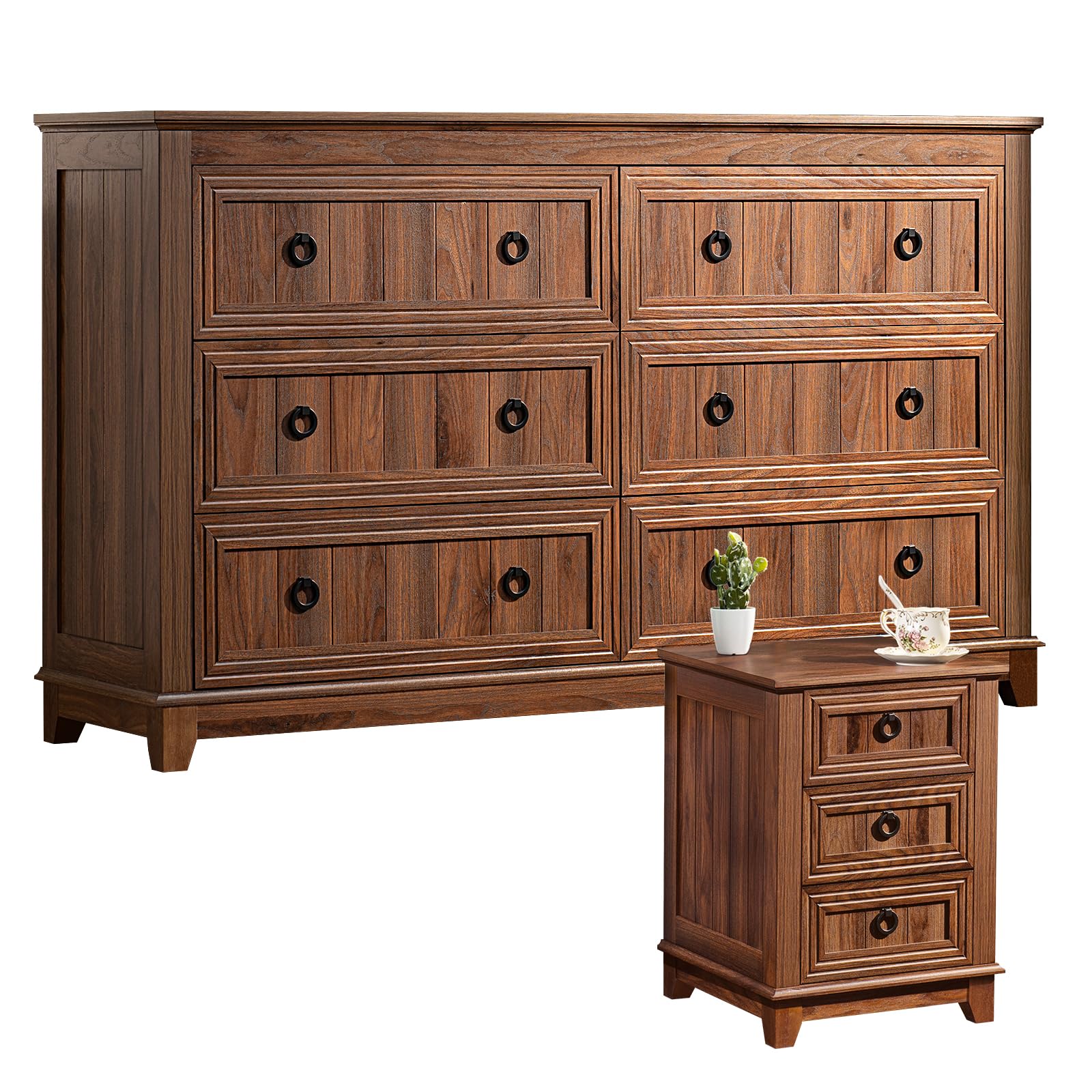 Amazon.com: Joaxswe Farmhouse Dresser and Nightstand Sets 2 Piece ...