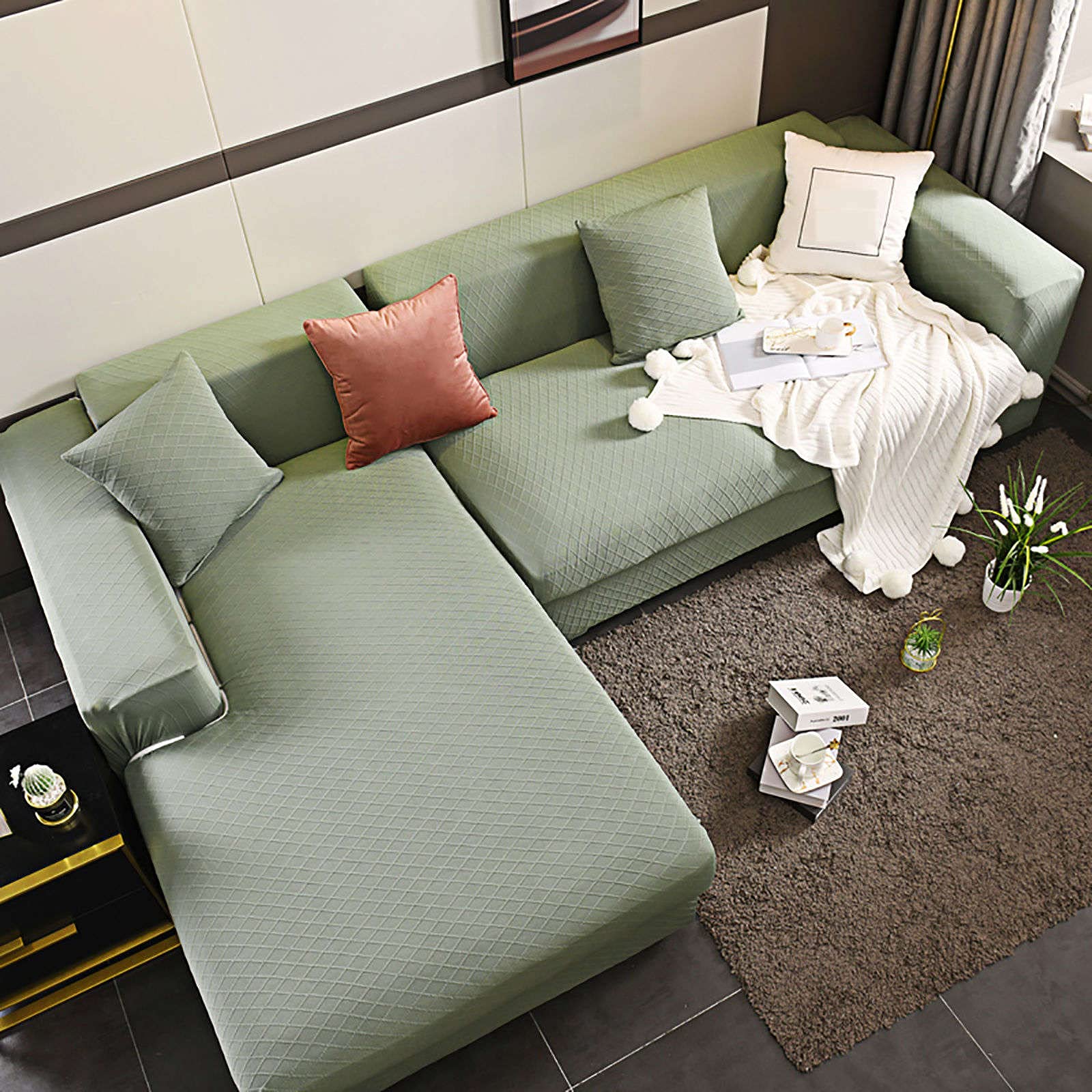 Green Sectional Sofa With Removable Slipcovers
