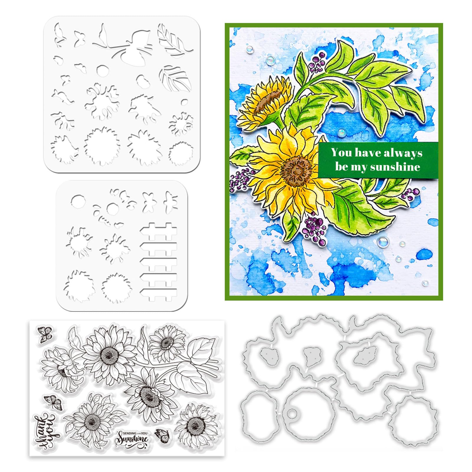 Amazon.com: ORIGACH Realistic Sunflower Stamps and Dies and Layering ...