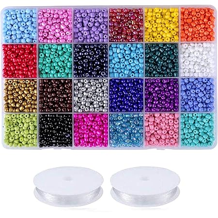 Amazon.com: BALABEAD 4mm Seed Beads About 5000pcs in Box 15 Colors Size ...