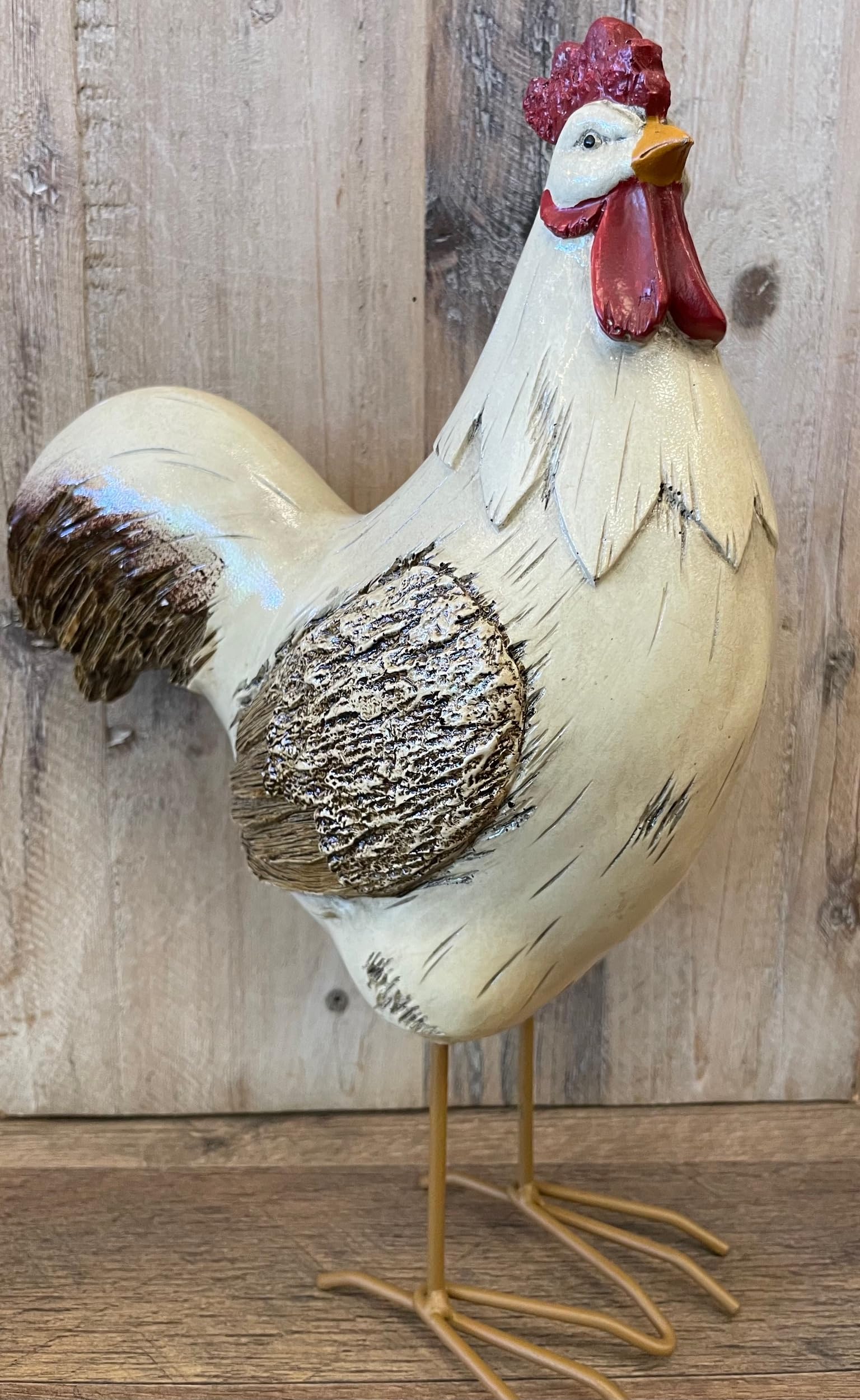 Amazon.com: Generic Rooster/Hen Tabletop Statue Beige red, Polished ...