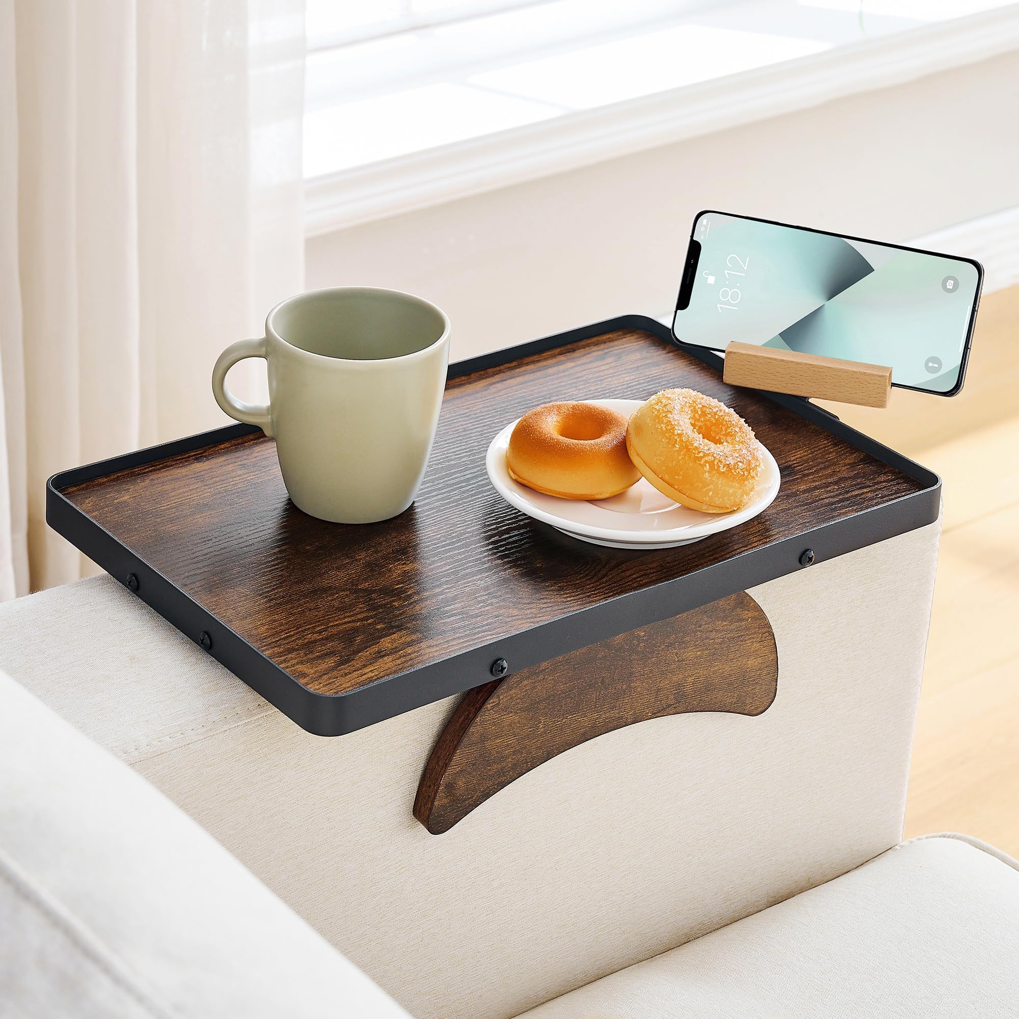 Amazon.com: Gewudraw Couch Arm Tray Table, No-Slip Sofa Arm Table with ...
