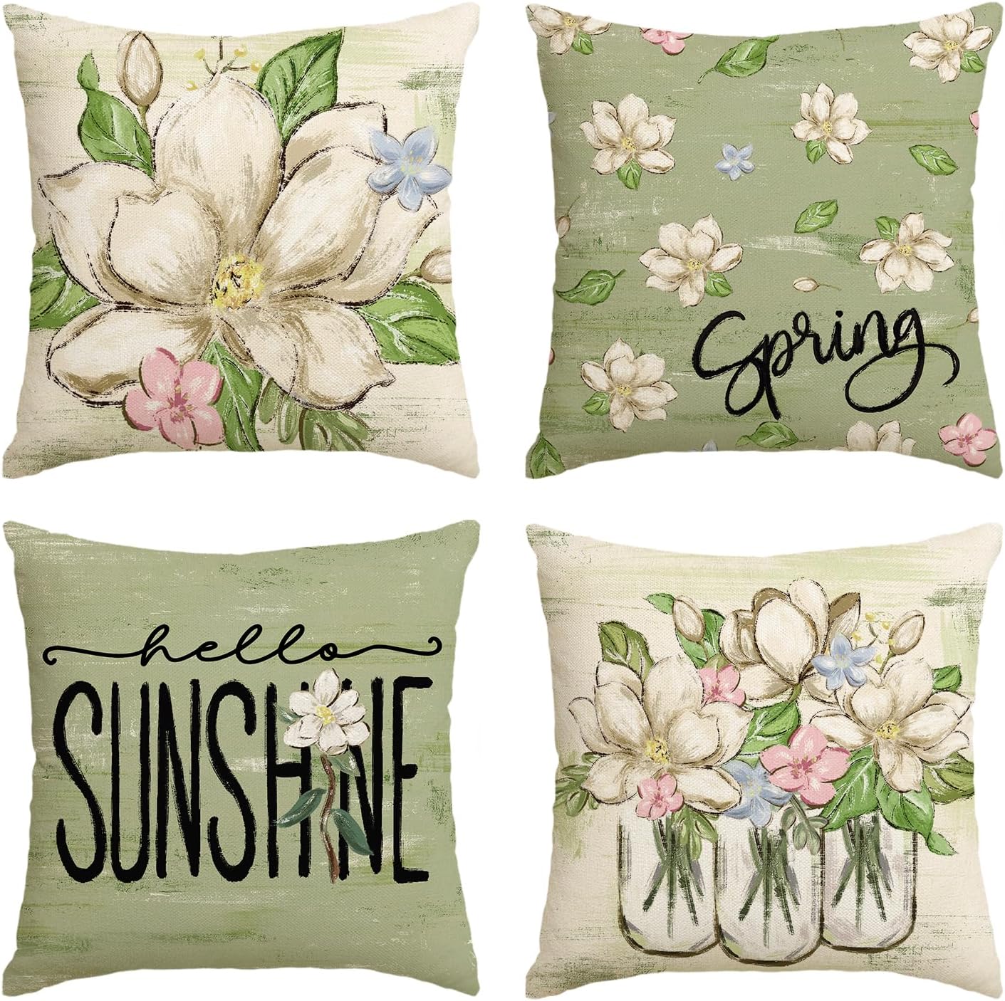Amazon.com: Spring Sweet Home Farmhouse Decoration Pillow Cover 18x18 ...