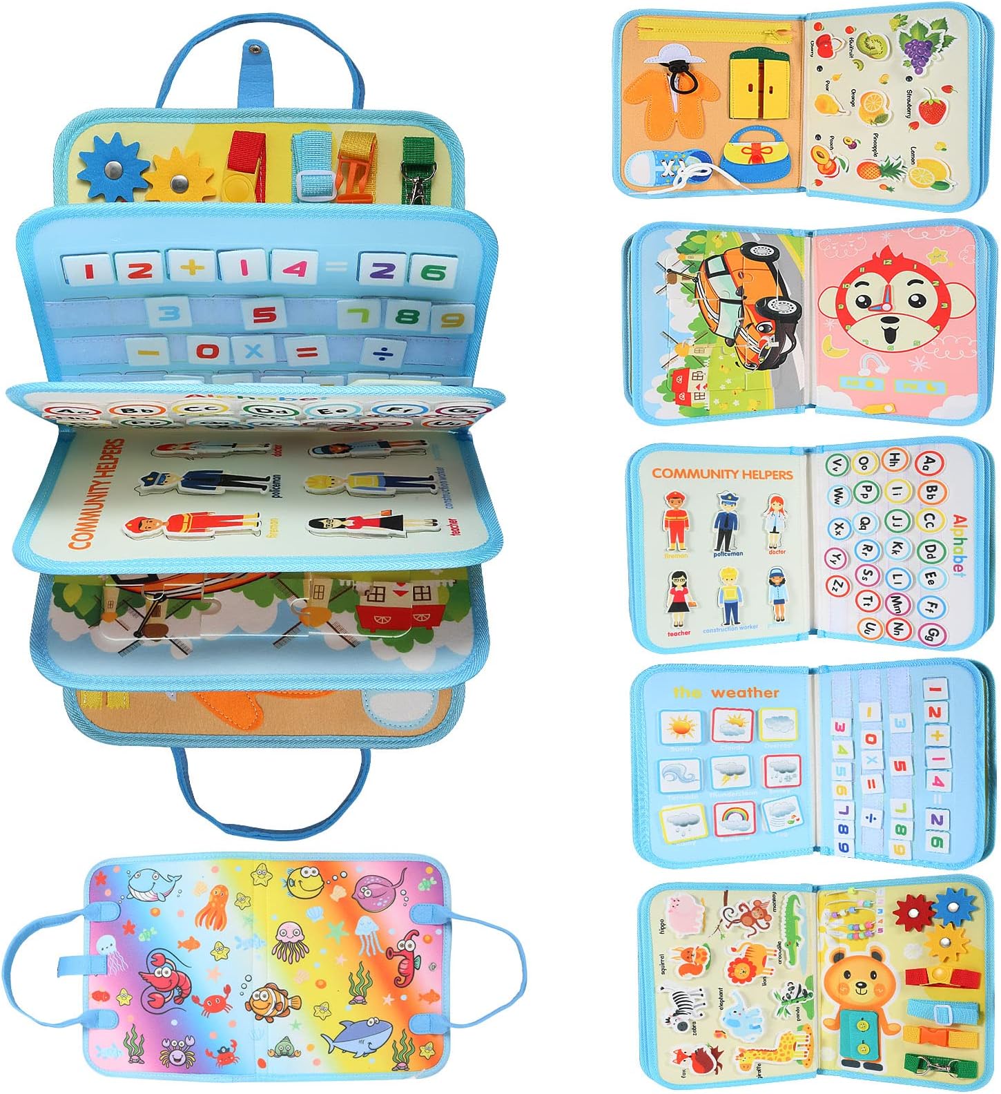 OFIKAL Busy Board Bag for Toddler with Zipper Removable 5 Page, Sensory ...