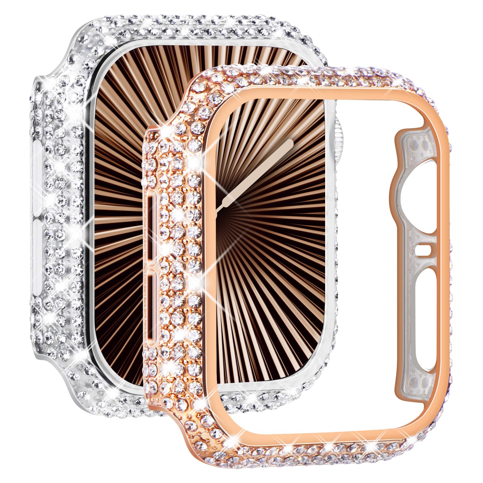 Amazon.com: NewWays 2-Pack Full Diamonds Bling Cases for Apple Watch ...